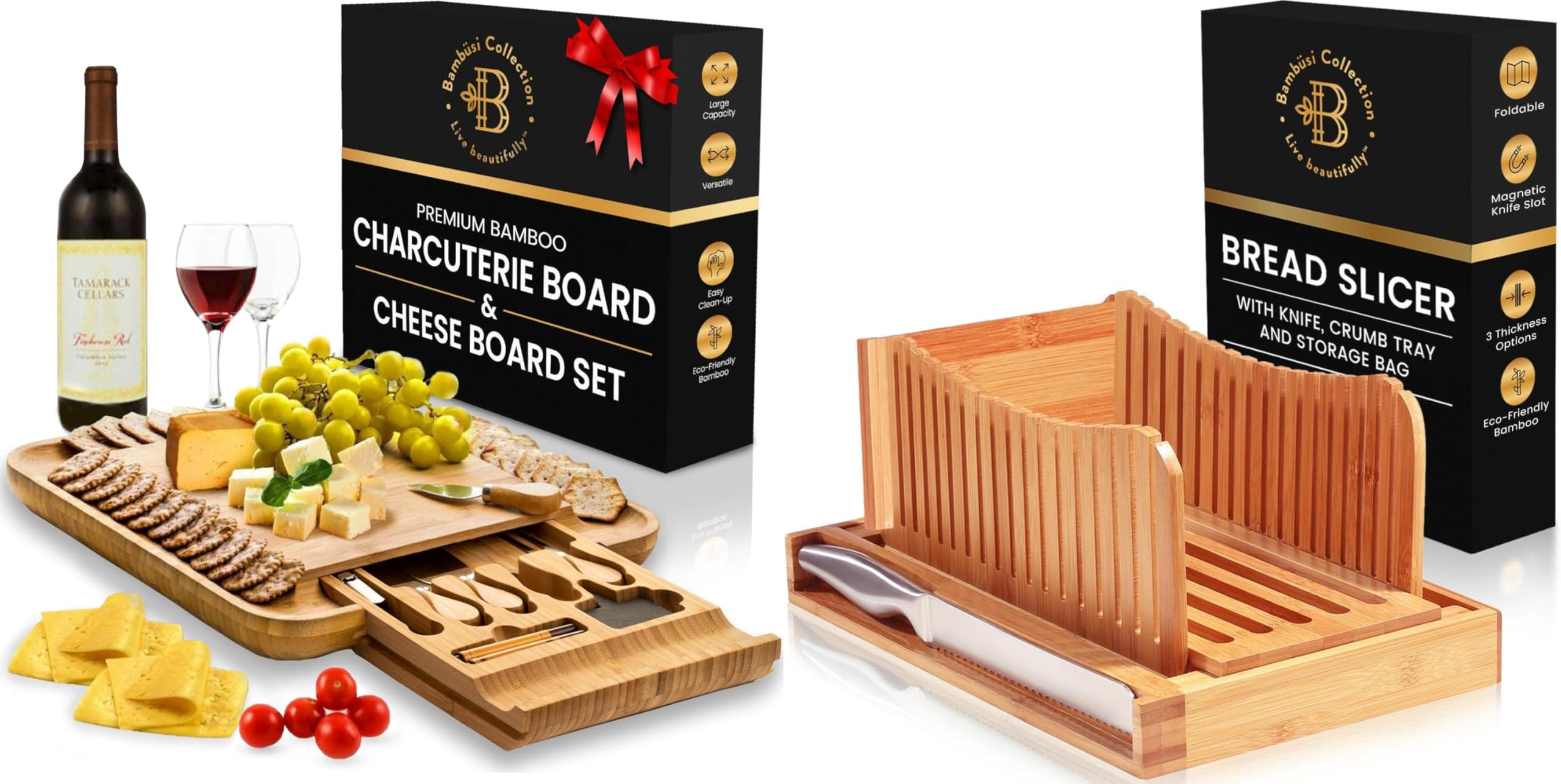 Amazon.com: Cheese Board and Bread Slicer Set Bundle - Perfect for ...