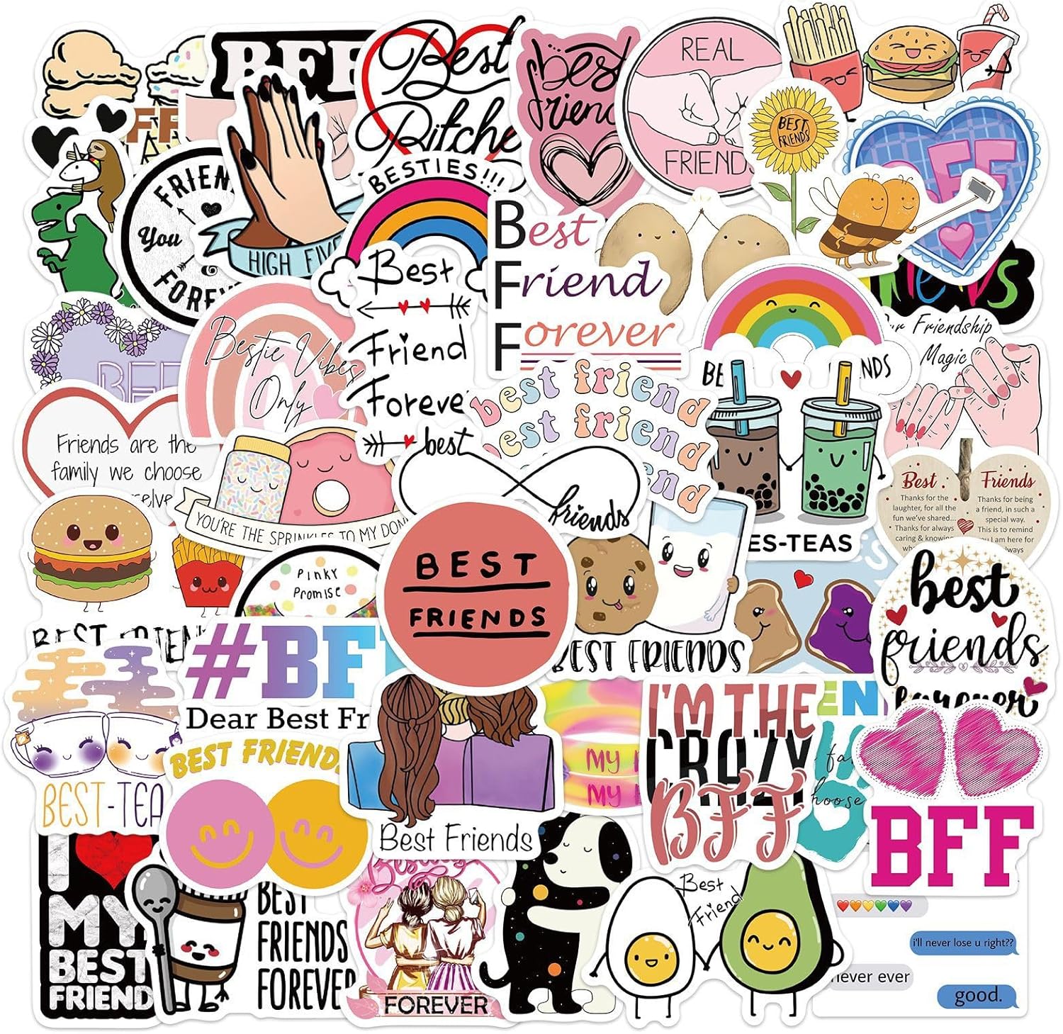 Amazon.com: 50pcs Cute Friendship Stickers for Kids Funny Best Friend ...