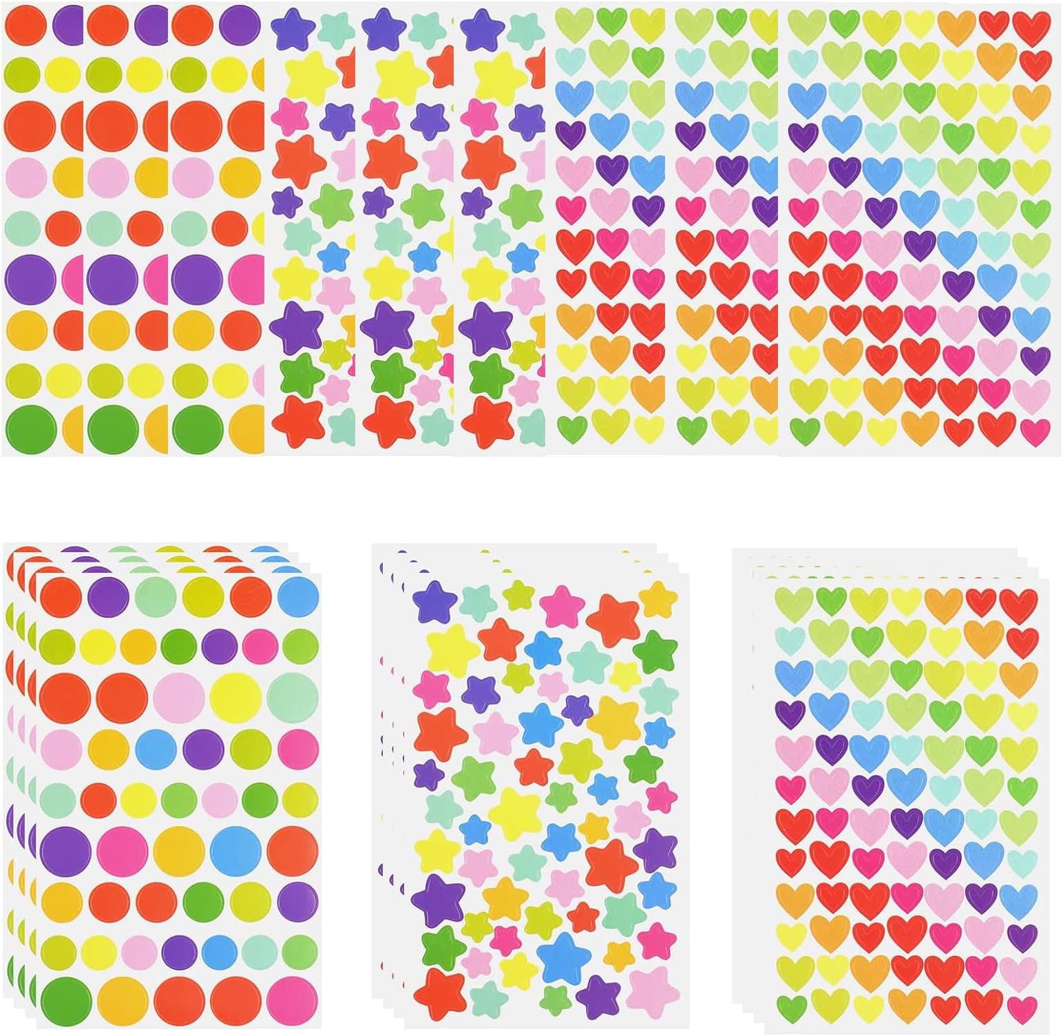 Coloured Dot Stickers, 36 Sheet Different Shapes Coloured Labels Paper ...