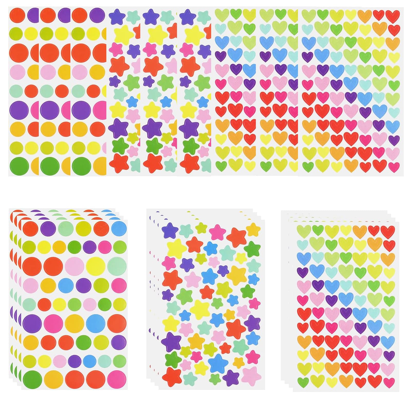 Coloured Dot Stickers, 36 Sheet Different Shapes Coloured Labels Paper ...