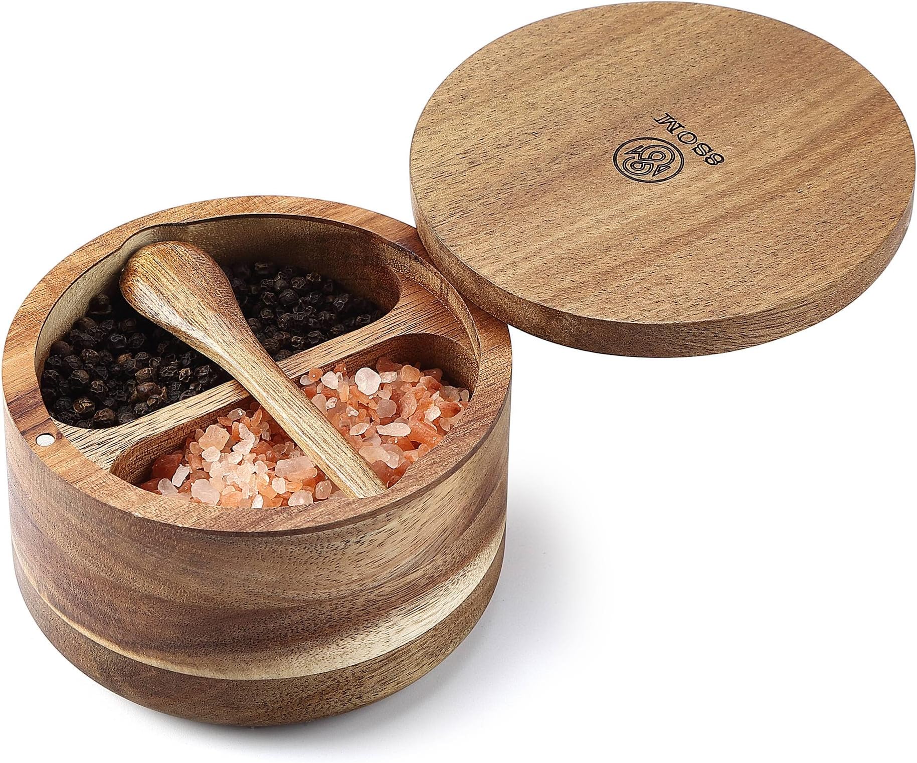 Amazon.com: 8SOM Acacia Salt and Pepper Box with Swivel Lid and ...