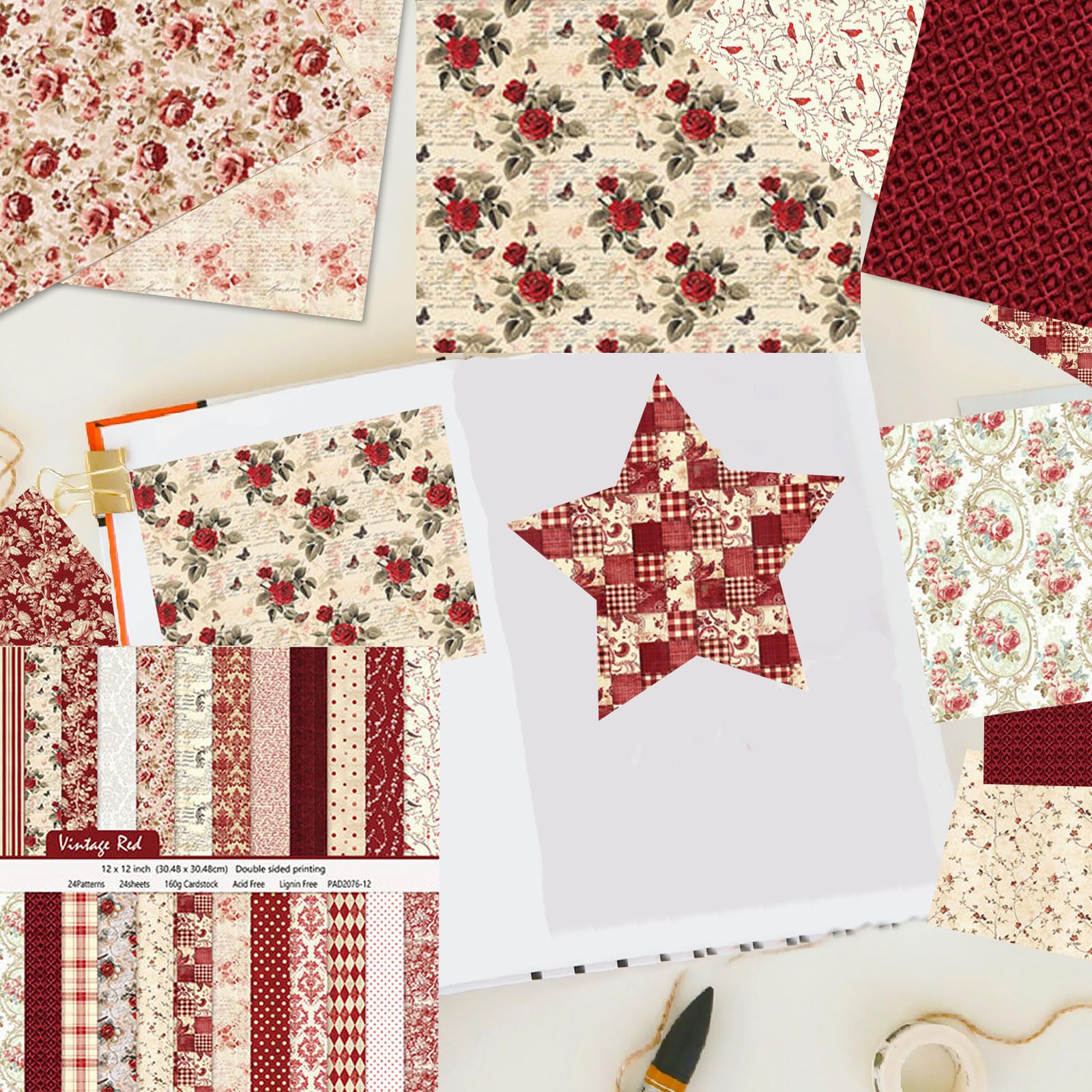 DIY Card Making Paper 24 Sheets Boho Pattern Scrapbook Paper - 12x12 ...