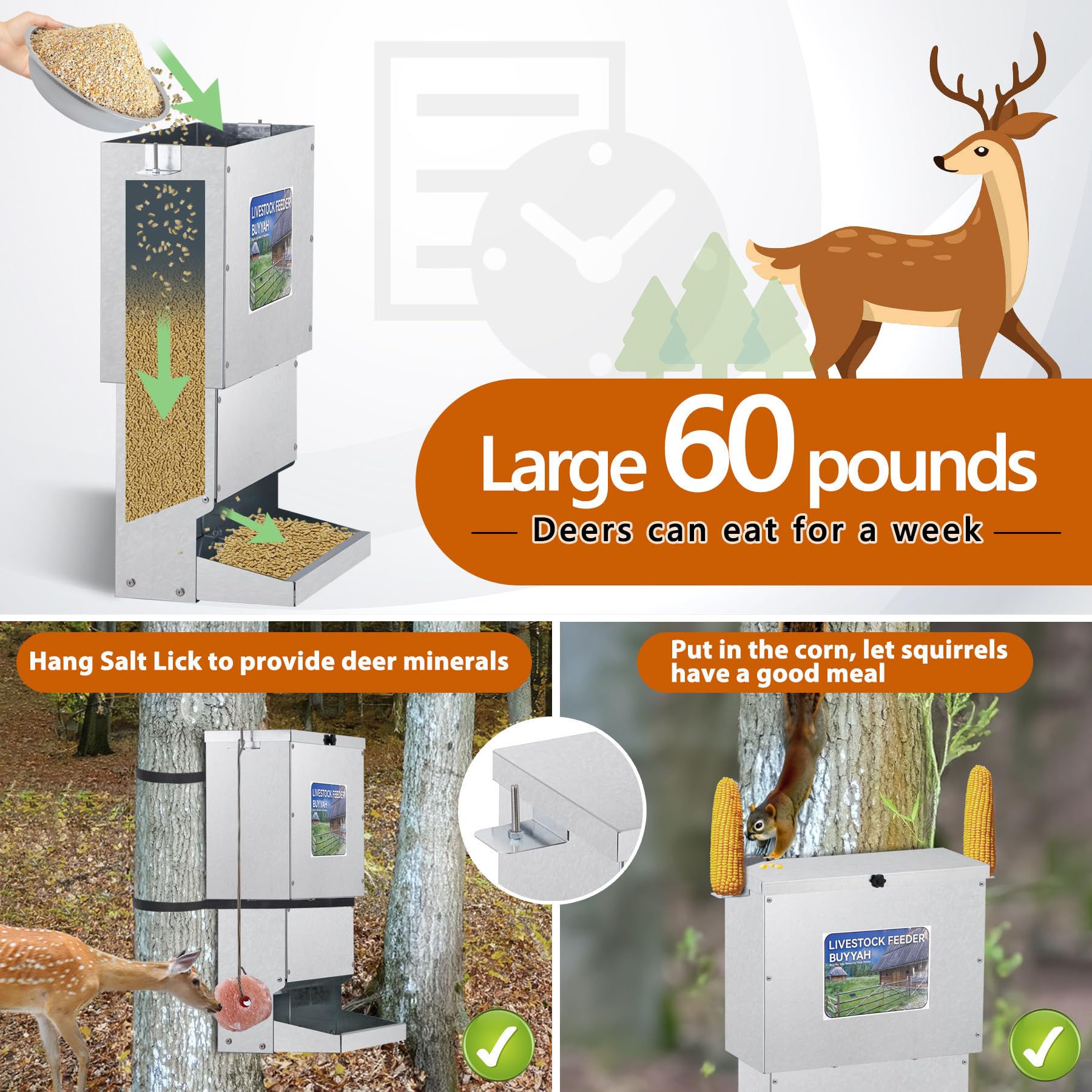 Snapklik.com : Deer Tree Protein Feeder, 60 Pounds Deer Feeder Box ...