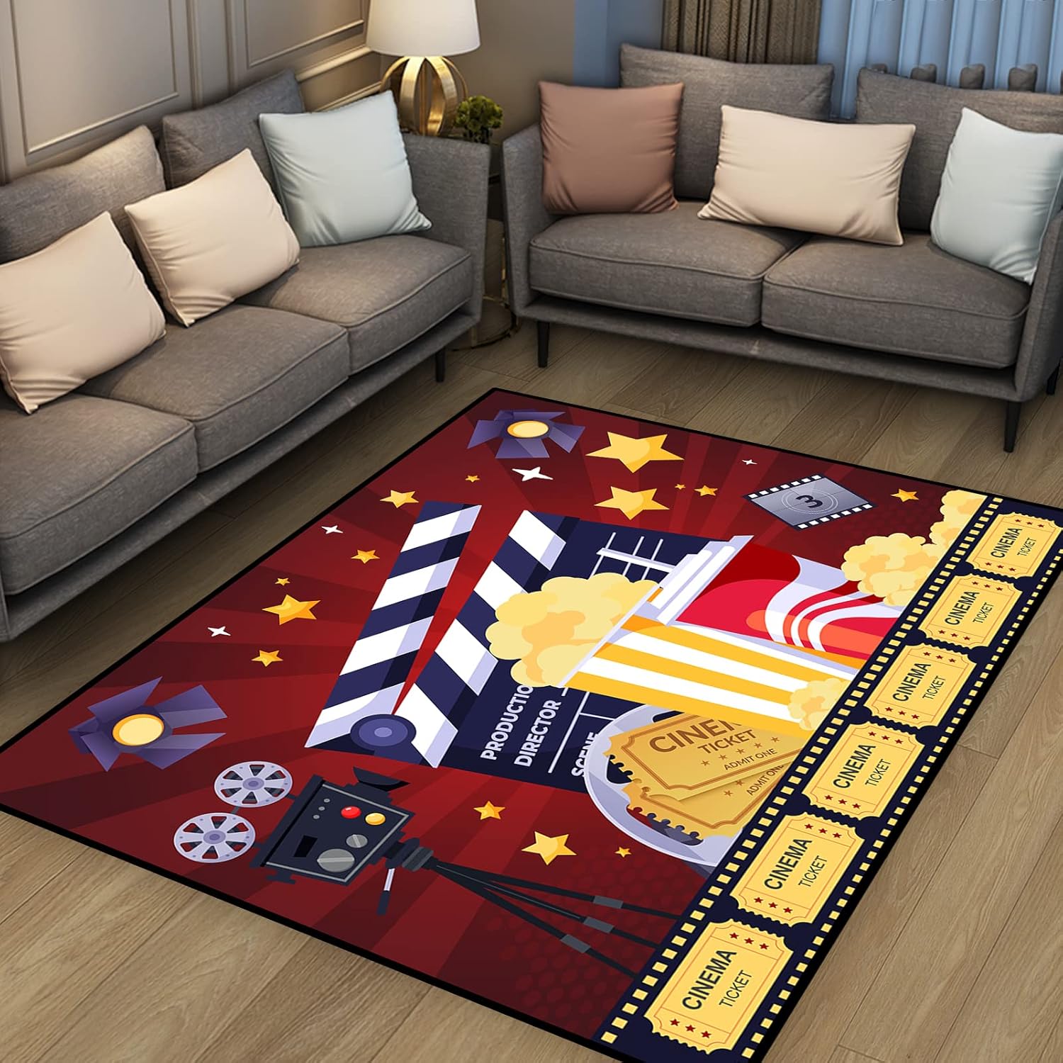 Amazon.com: Lacut Movie Area Rugs, Home Theater Movie Night Floor Mat ...