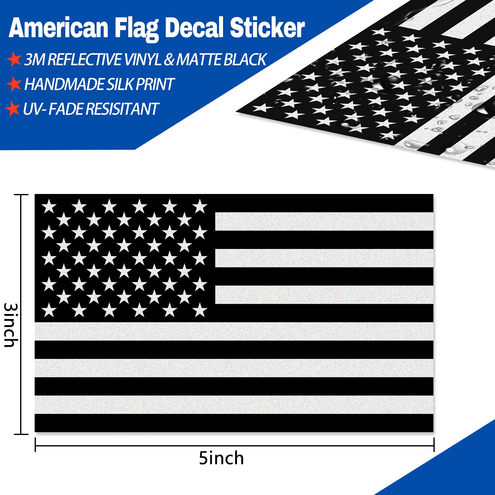 Snapklik.com : Reflective Subdued American Flag Sticker 3" X 5 ...