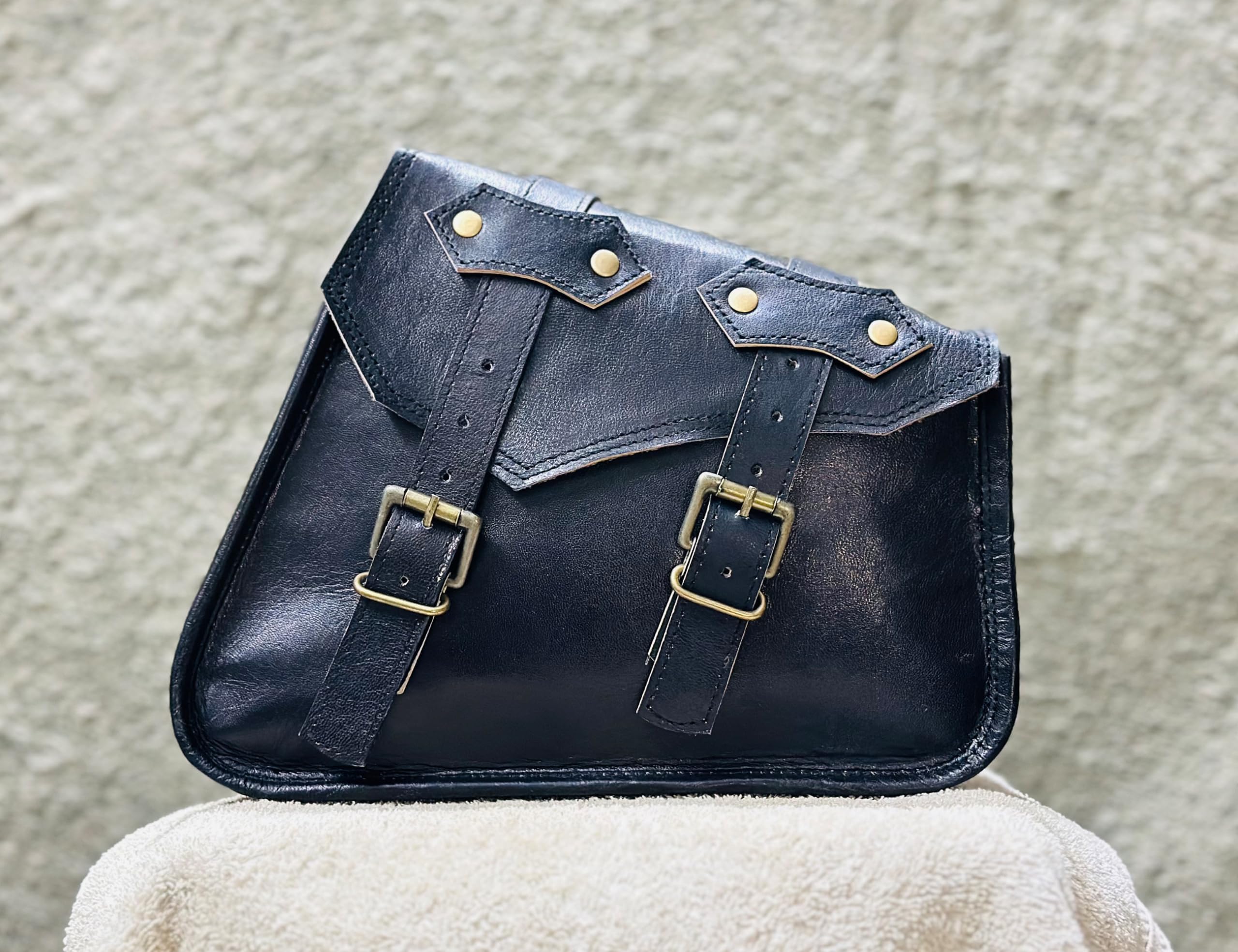 Creative Art & Craft Leather Side Saddle Bag Pannier Bags Motorcycle ...