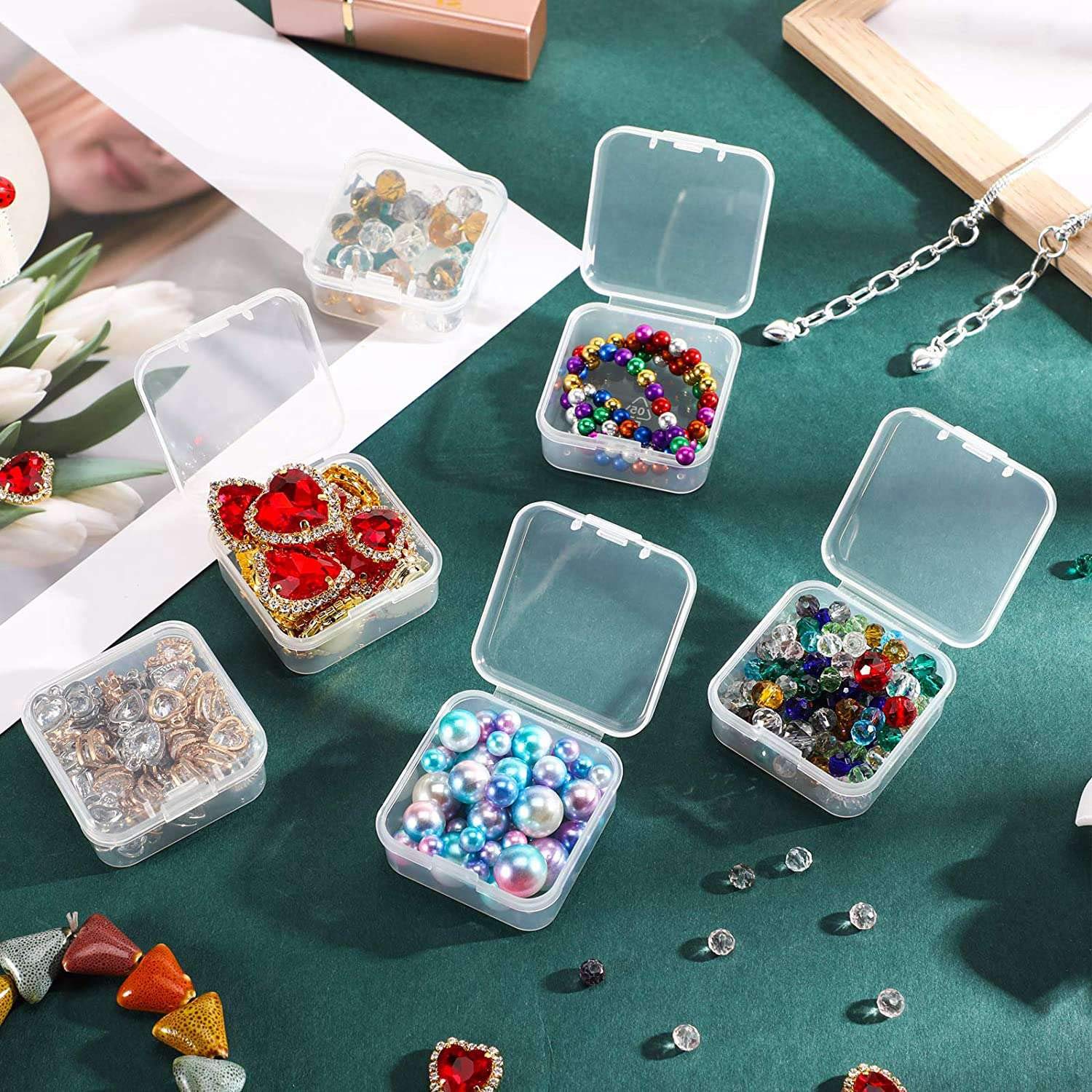 Mini Storage Boxes With Lids 6/60PCS Mini Plastic Box Transparent ...
