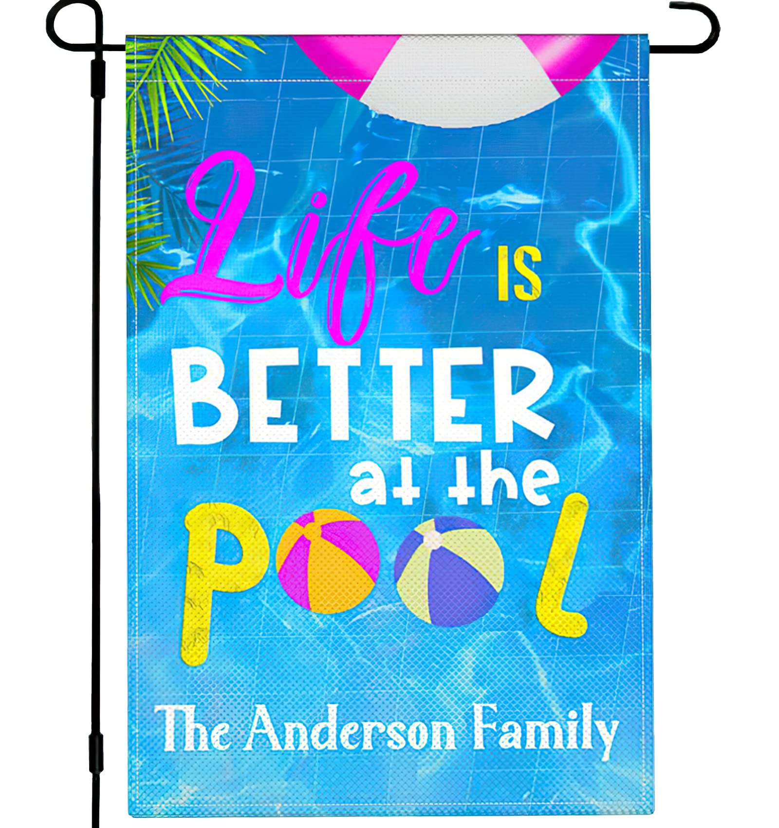 Amazon.com : Personalized Summer Pool Garden Flag: Custom Burlap Life ...