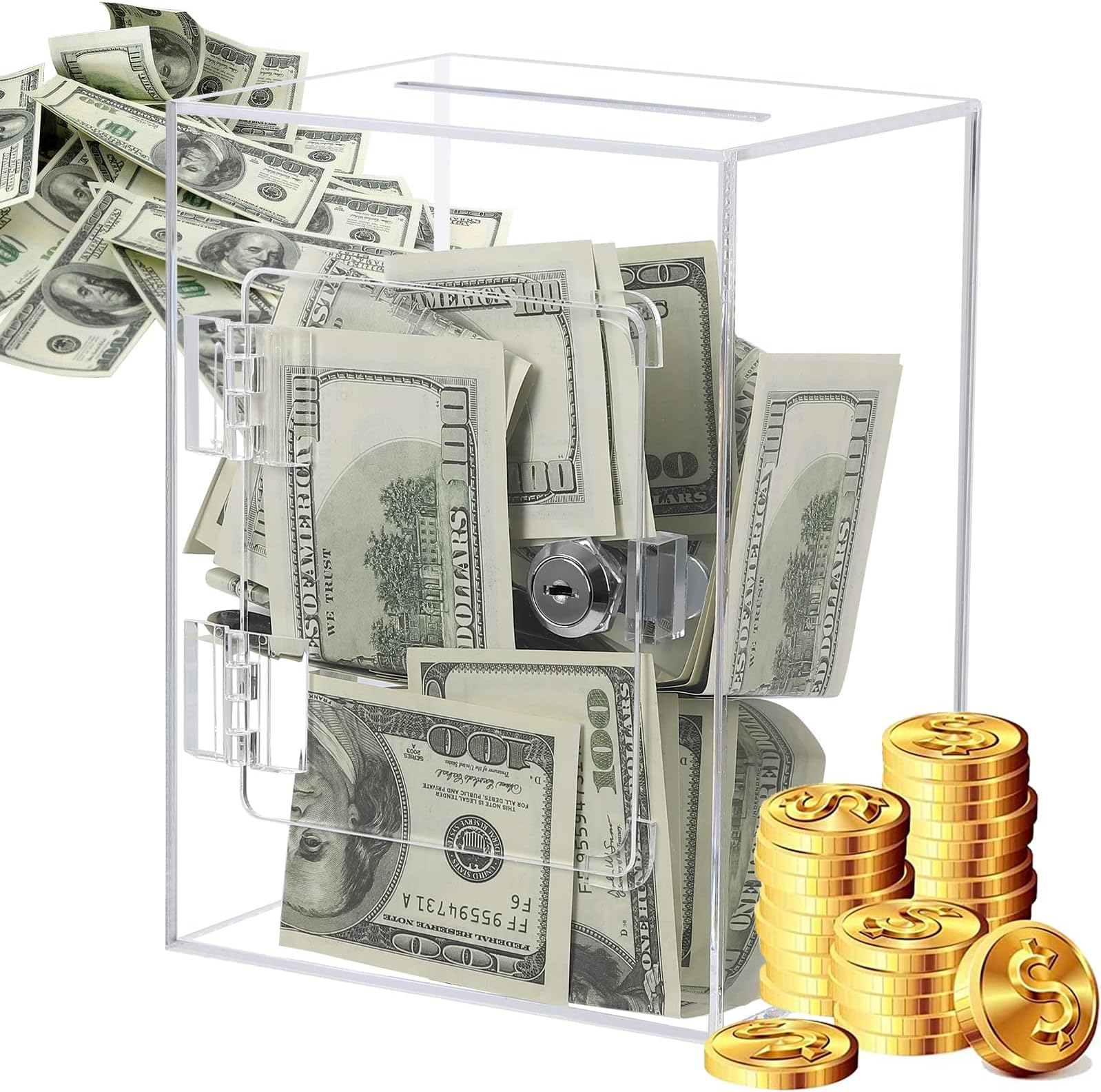 Amazon.com: Jucoan Piggy Bank for Adult, 6 Inch Cube Stainless Steel ...