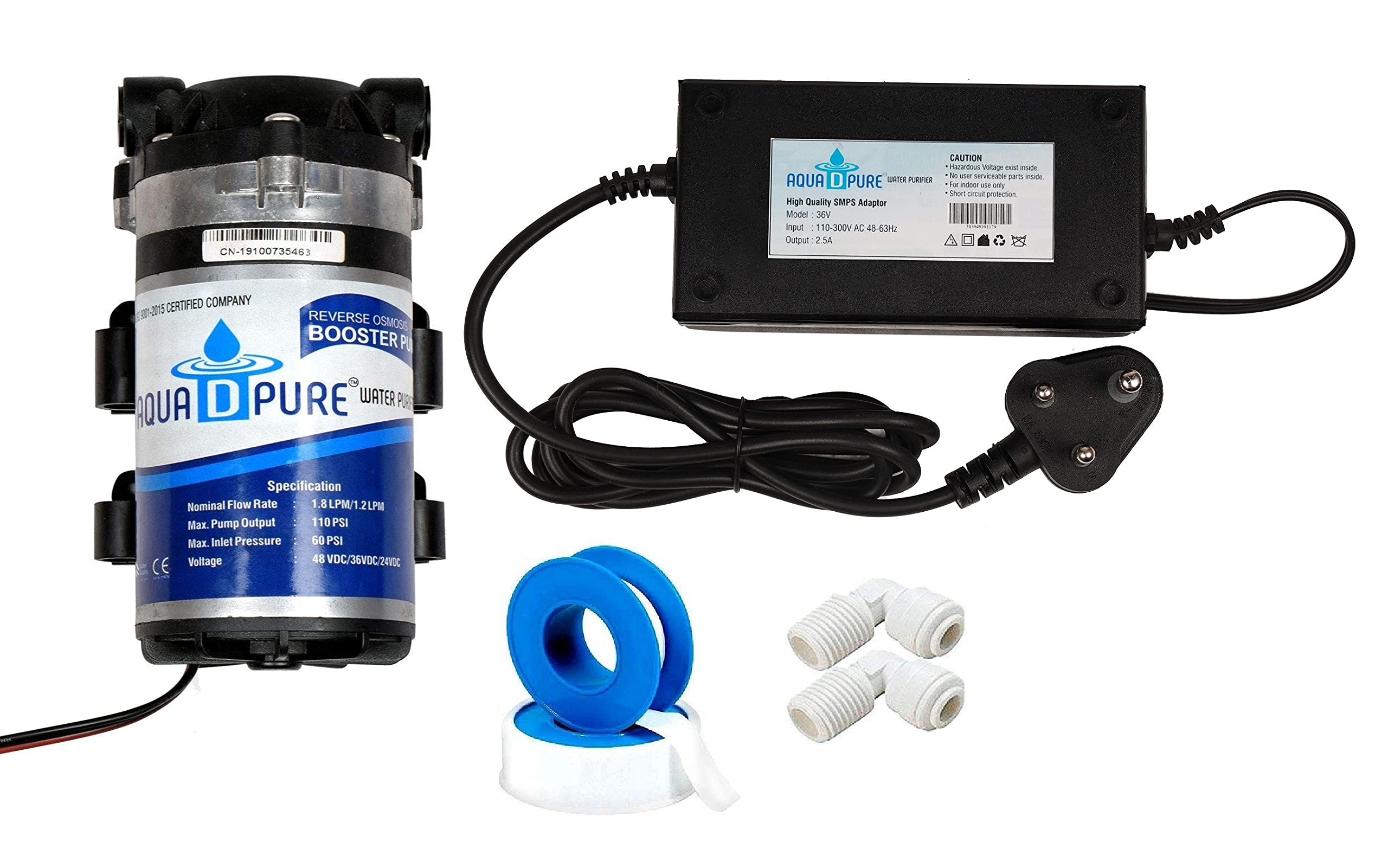 AQUA D PURE 100 GPD RO Booster Pump Motor High-Efficiency with SMPS 24V DC,For All Types of RO ...