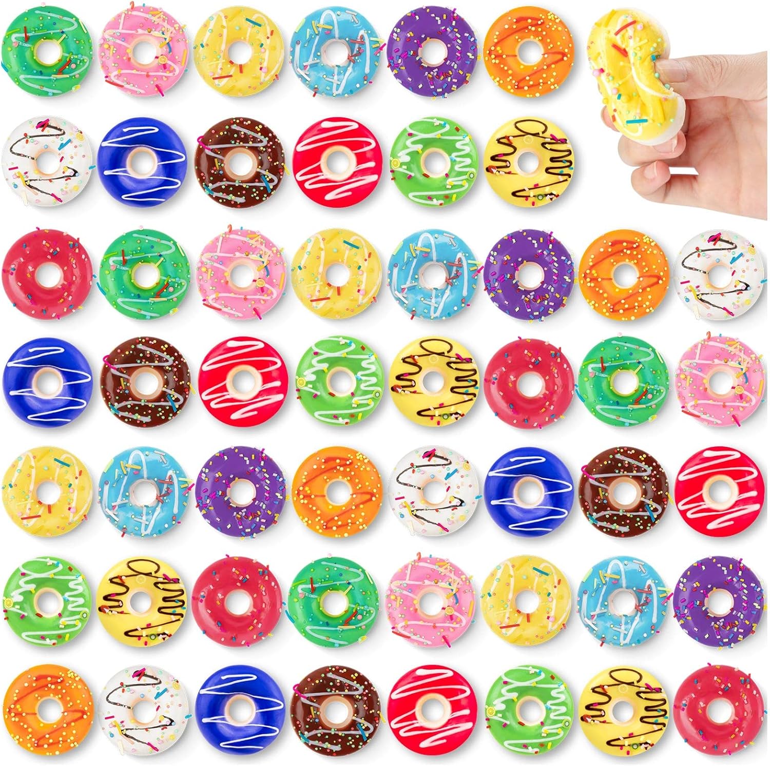 Amazon.com: 52 pcs Rainbow Donut Stress Balls Mini Stress Relief Ball ...