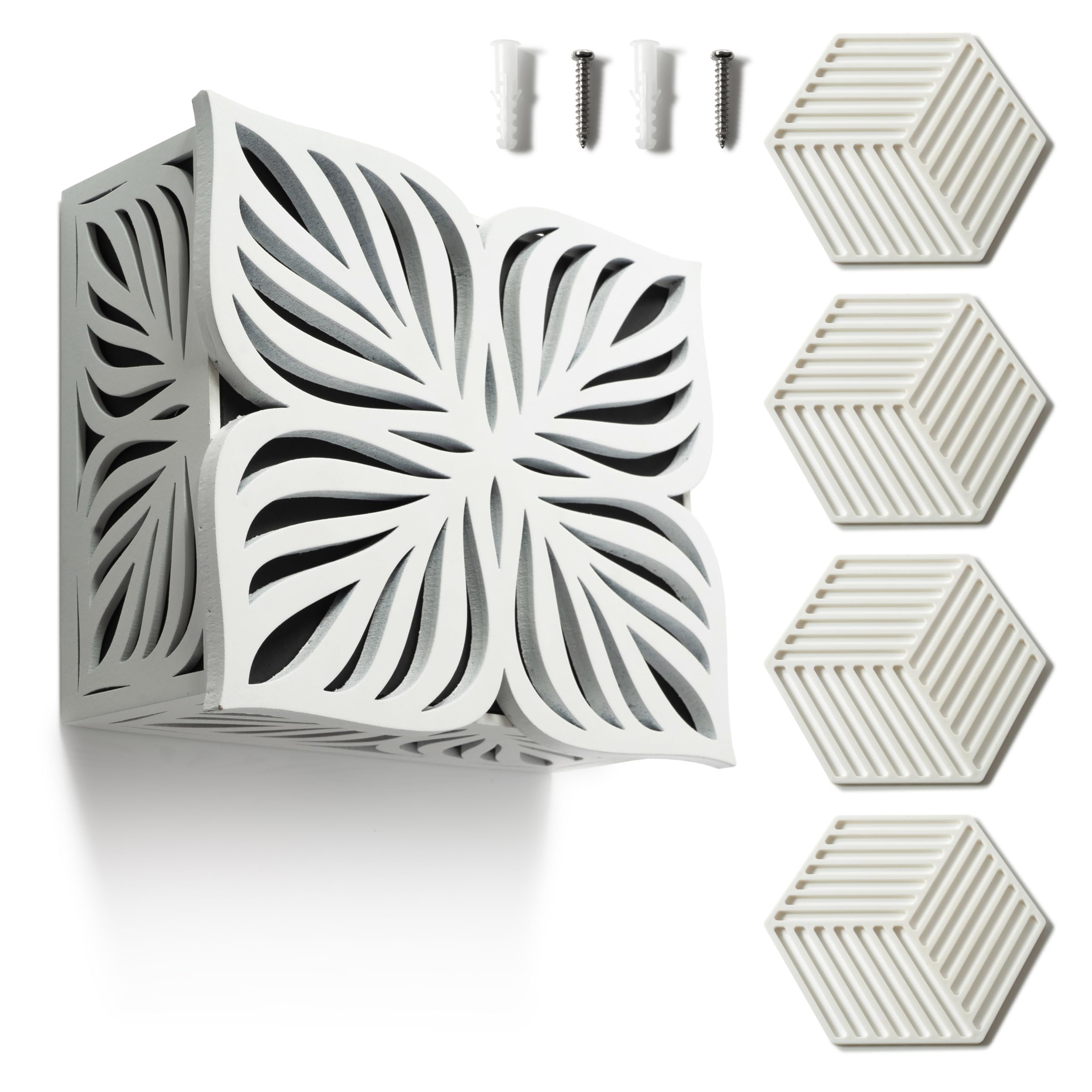 RUAFOX Doorbell Chime Cover Box, White Modern Decorative Wooden Design ...