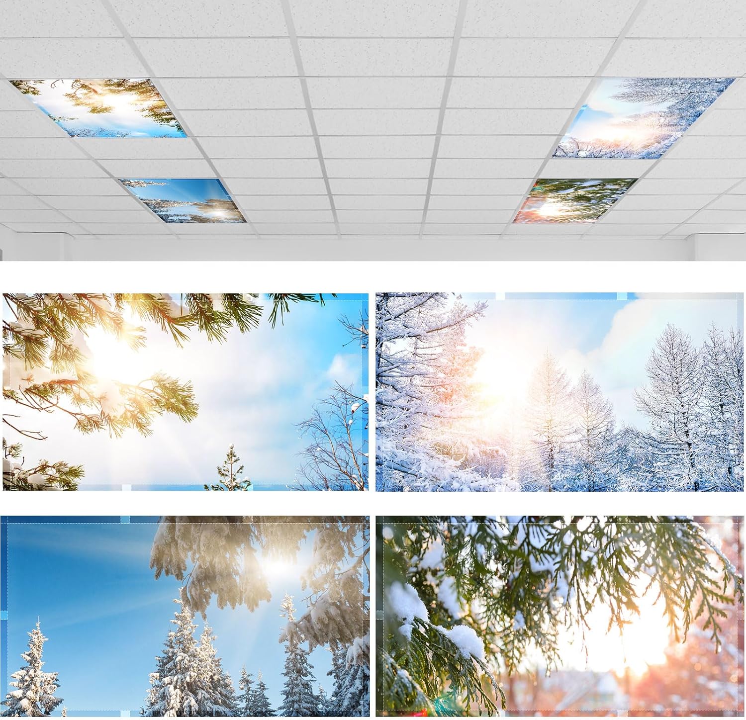 ROCEEI Pack of 4 Fluorescent Light Covers for Ceiling Lights, 4 x 2 Ft ...