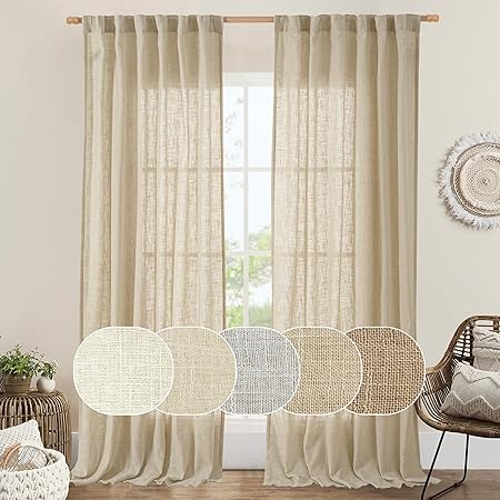 Amazon.com: LAMIT Light Filtering Linen Curtains 84 inches Long for ...