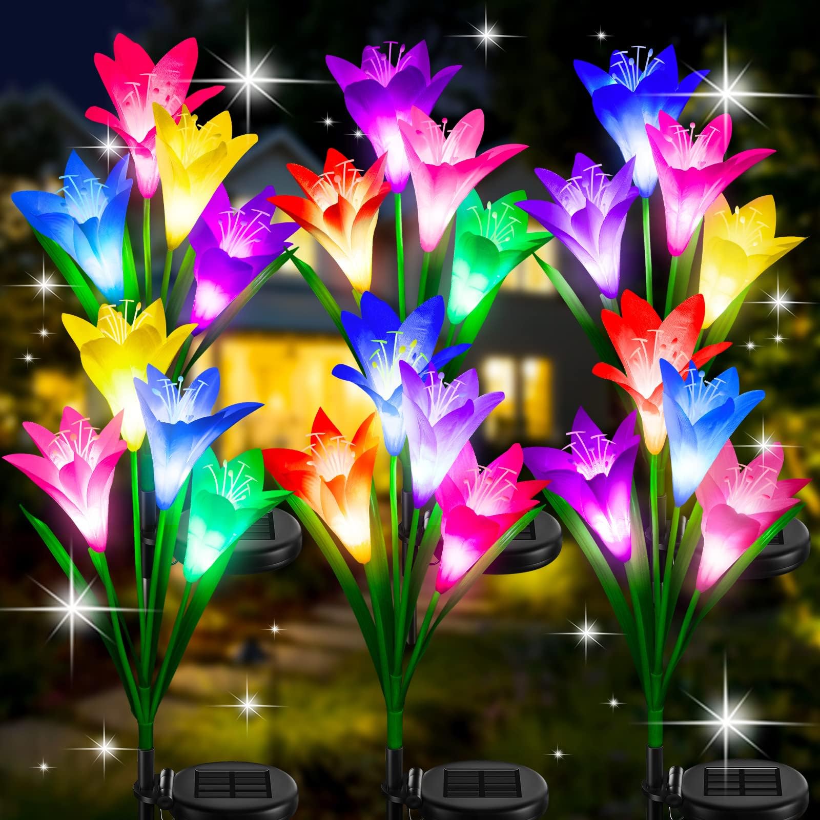 Amazon.com : KuBace Solar Outdoor Lights Garden Decor, 6 Pack Upgraded ...