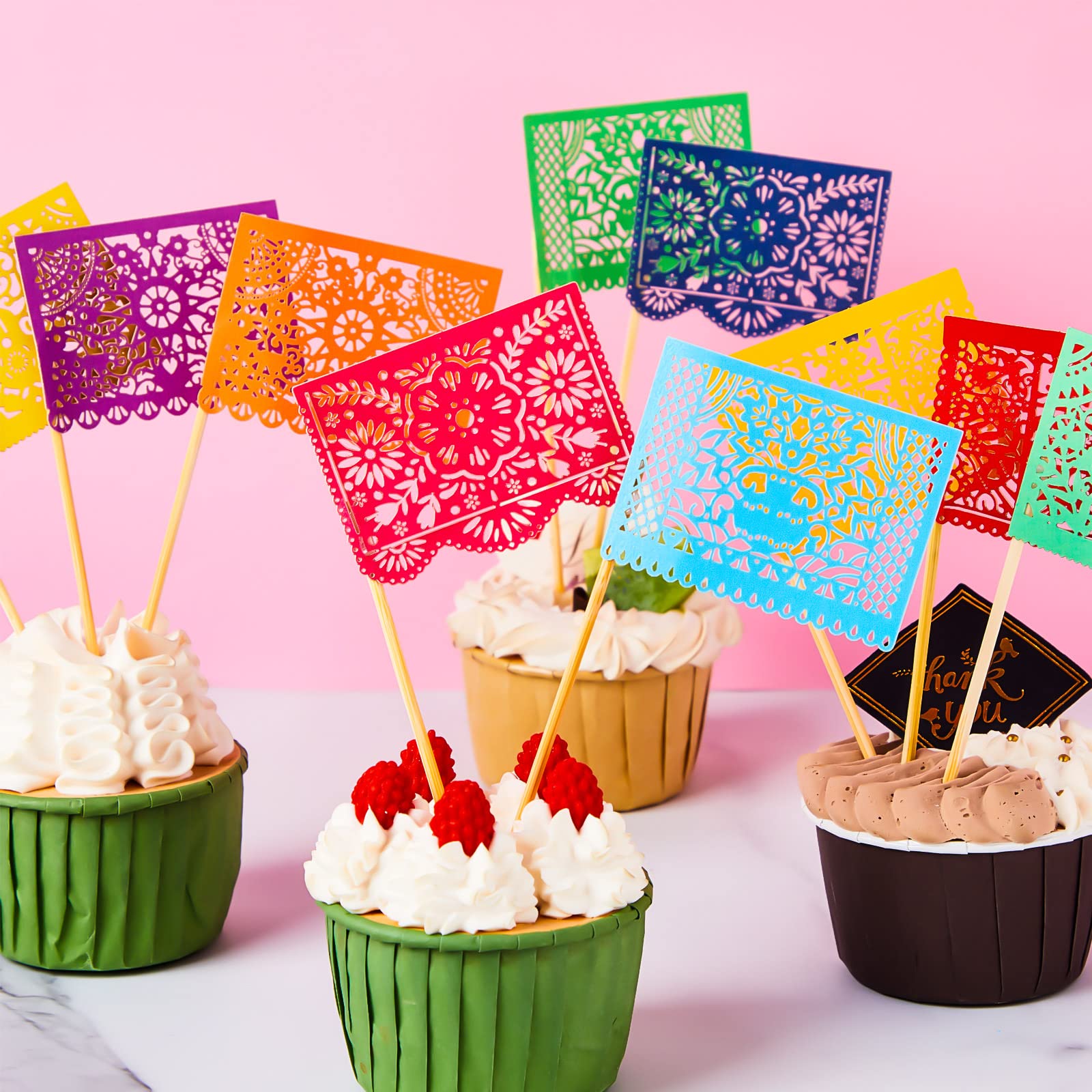 Snapklik.com : Epakh 60 Pcs Mexican Fiesta Cupcake Toppers Mini Papel ...