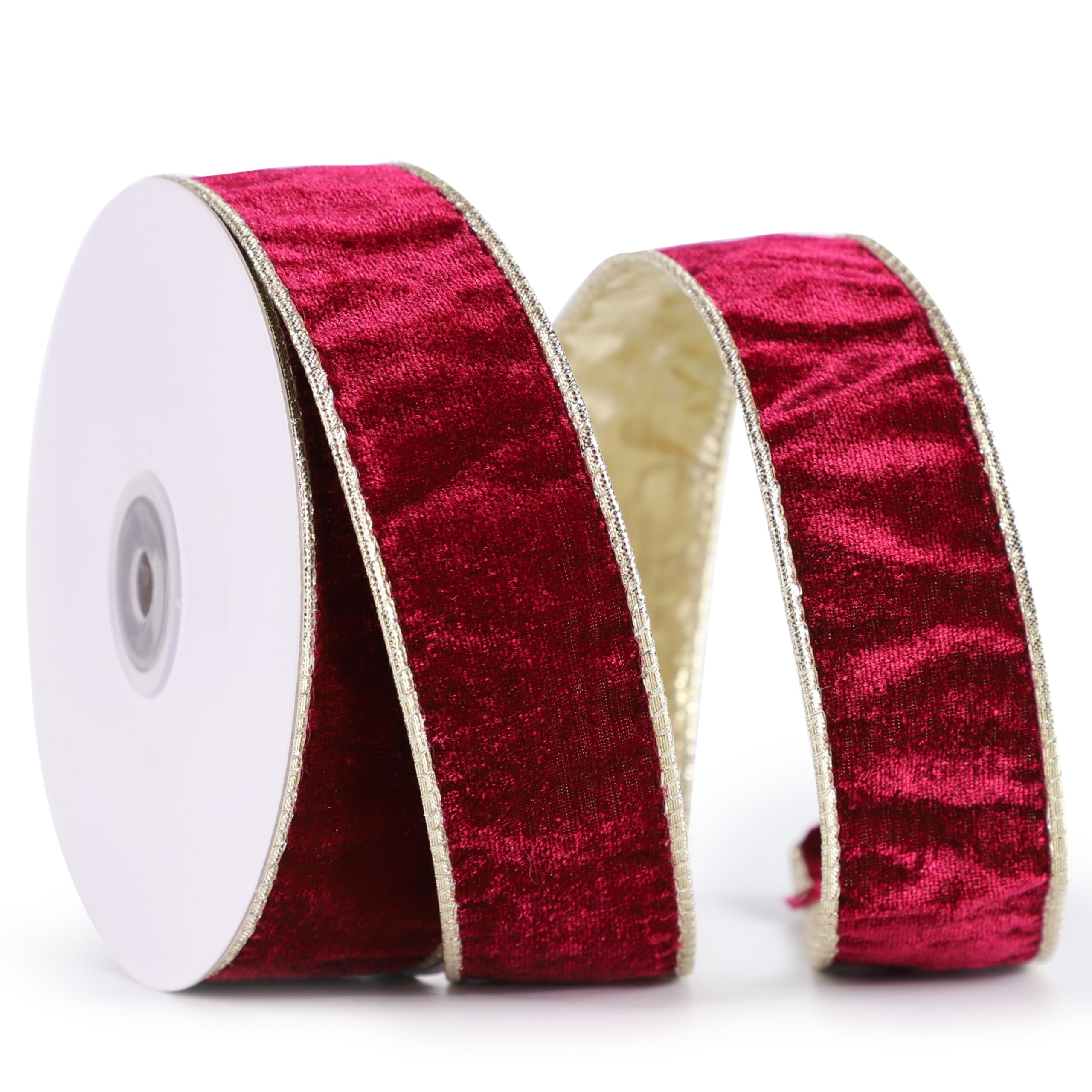 Amazon.com: DINDOSAL Burgundy Velvet Ribbon Wired 1.5" x 10 Yards ...