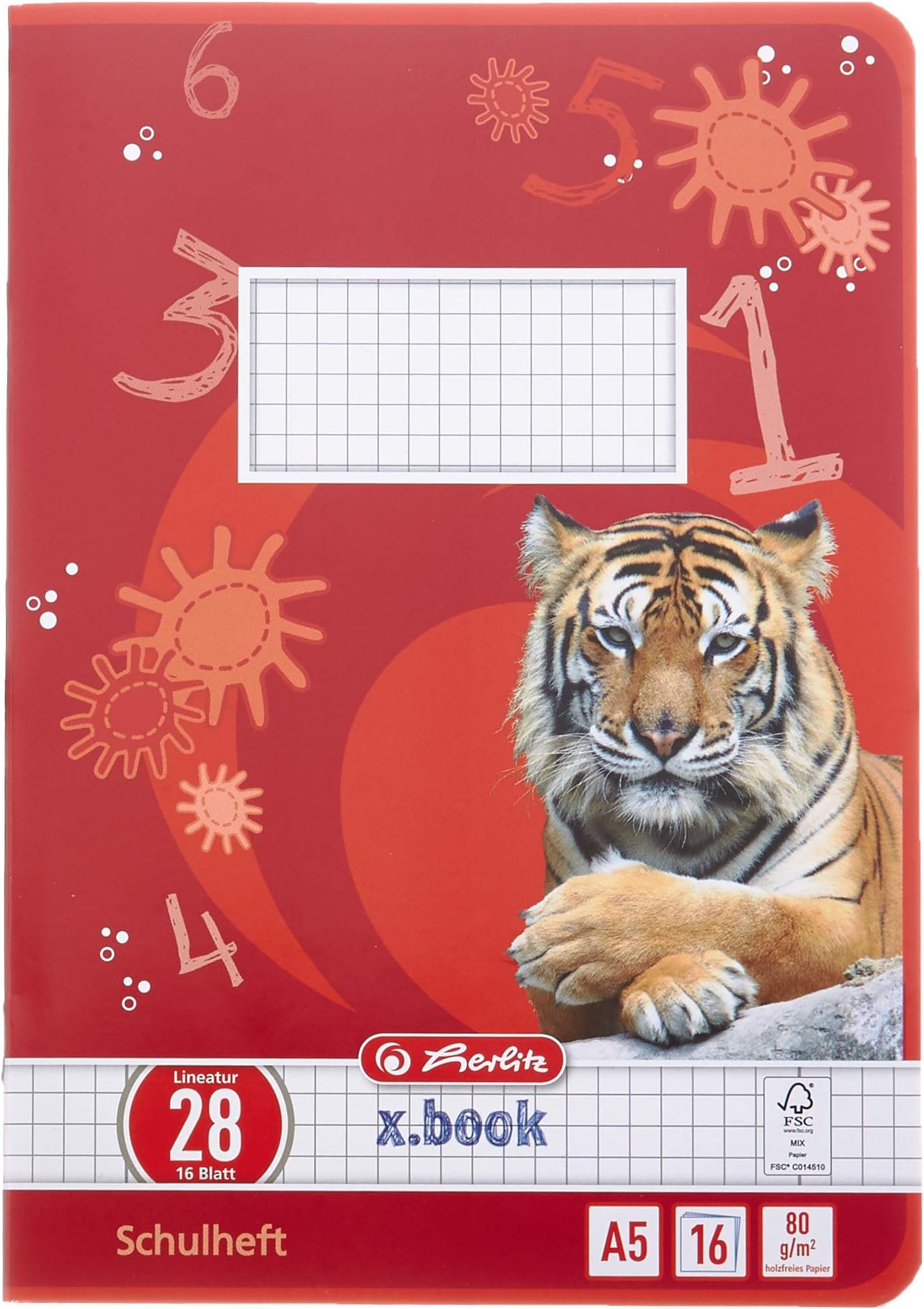 Herlitz 3320504 Hefte A5/16 Lineatur 05 (kariert 5 x 5 mm) FSC Mixed ...