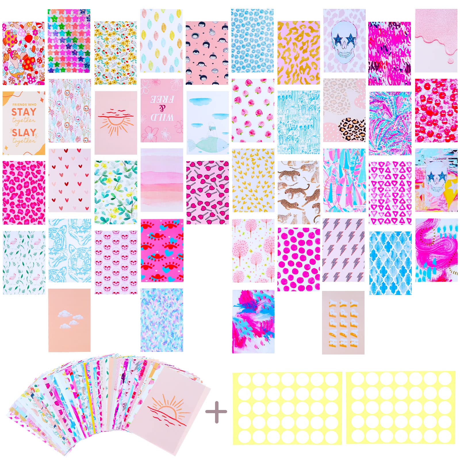 50 Pieces Preppy Aesthetic Picture Wall Collage Kit Danish Pastel Room ...