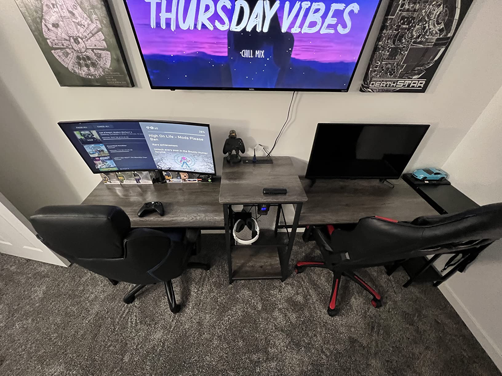 $32/mo - Finance Unikito 2 Person Computer Desk with LED Light and ...