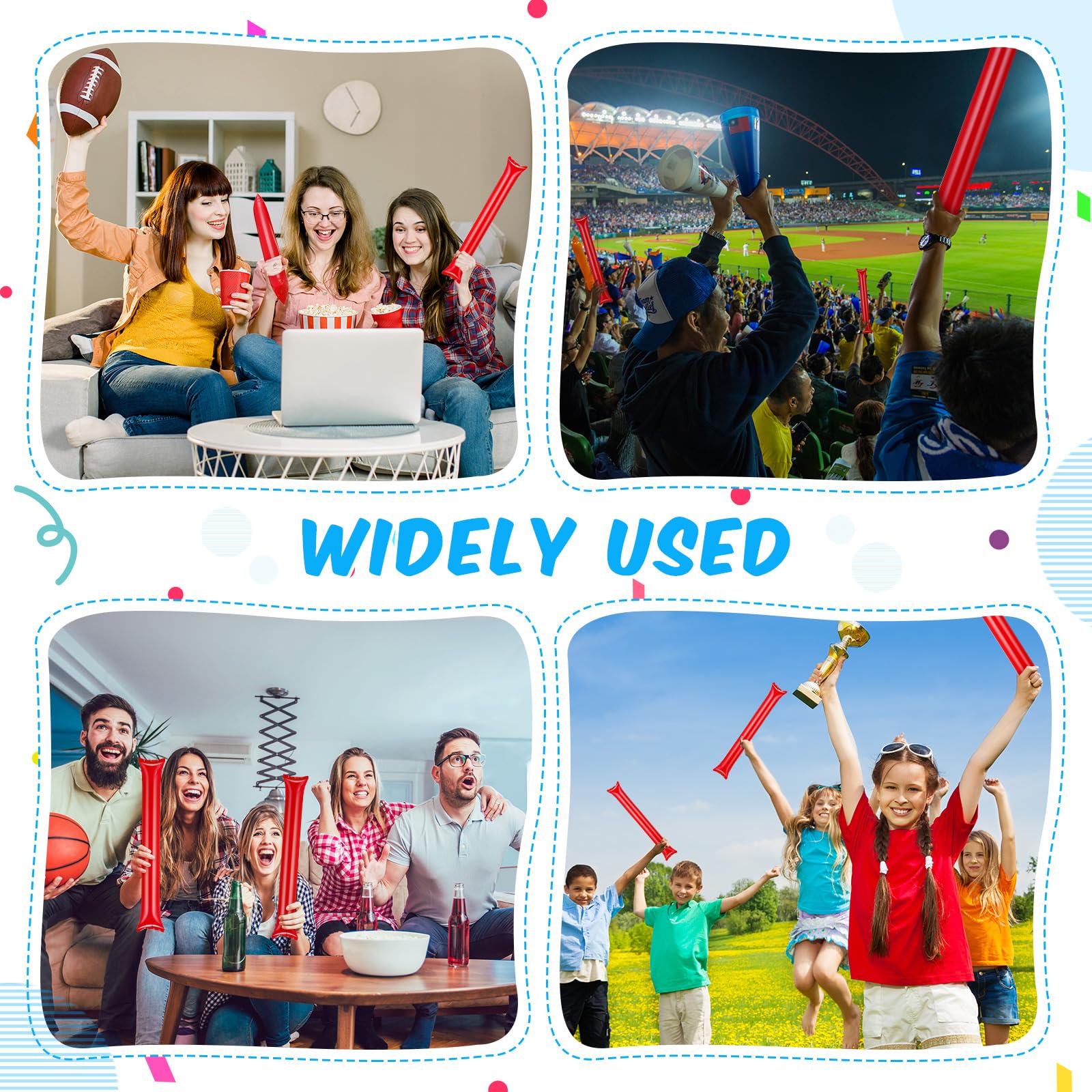 Cheering Sticks Noise Makers 12 Pcs Thunder Sticks Thicken Team Spirit ...