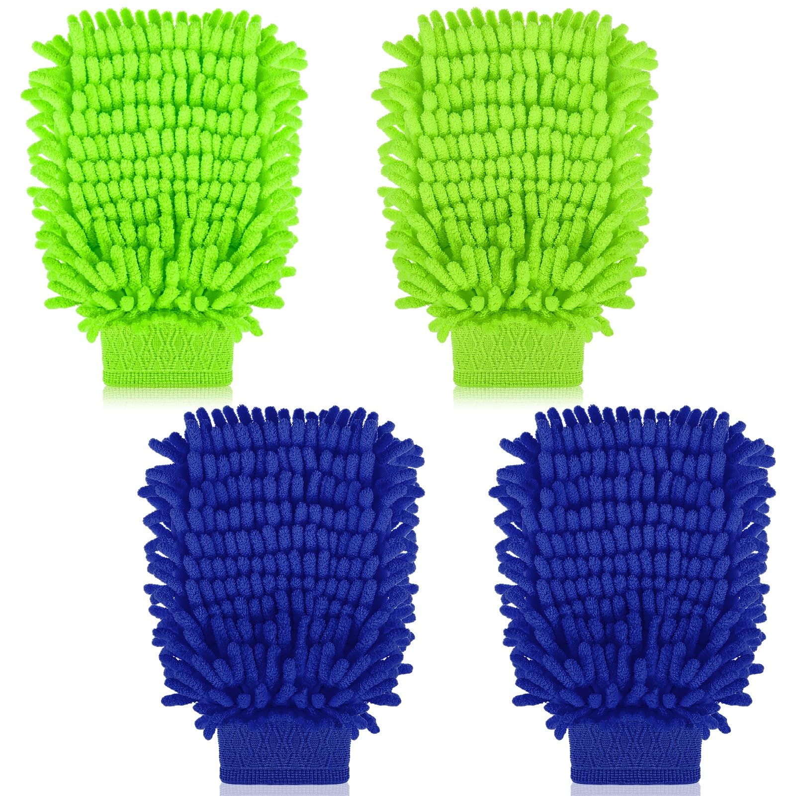 RosewineC 4pcs Car Wash Mitt, Double Sided Microfiber Car Wash Mitts ...