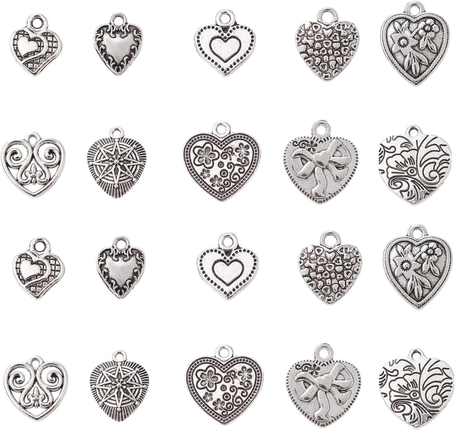 Amazon.com: KitBeads Tibetan Heart Charms - 50pcs, 10 Styles, Vintage ...