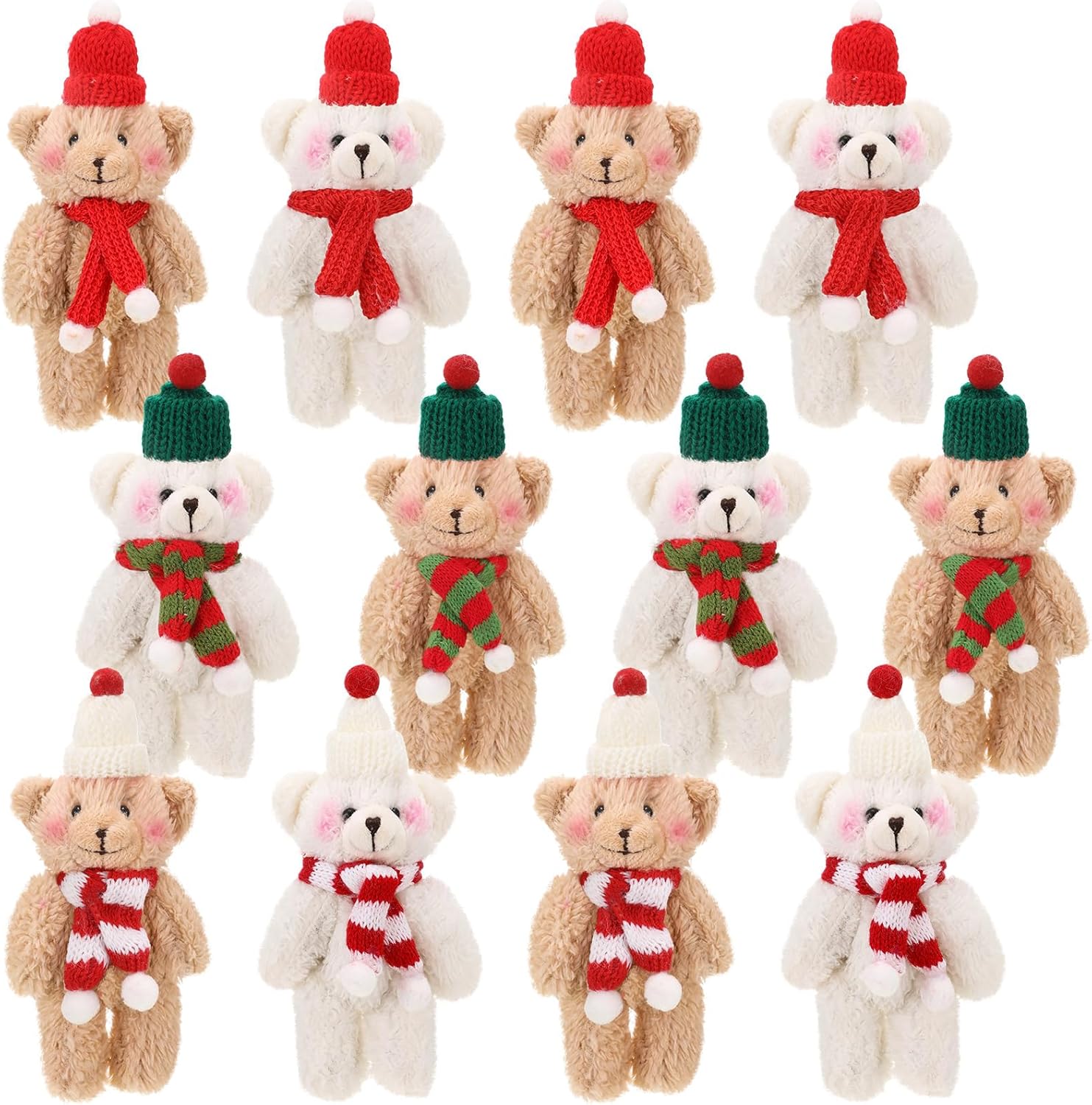 Amazon.com: Shappy 12 Pcs Christmas Mini Stuffed Bears Bulk Small ...