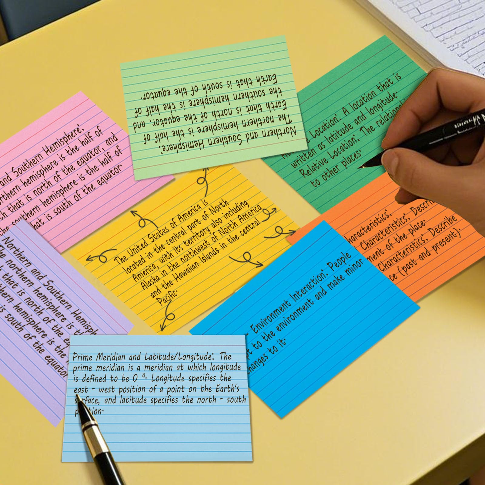 Snapklik.com : Index Cards 4x6 Inch, 180 Count, Colored Large Flash ...
