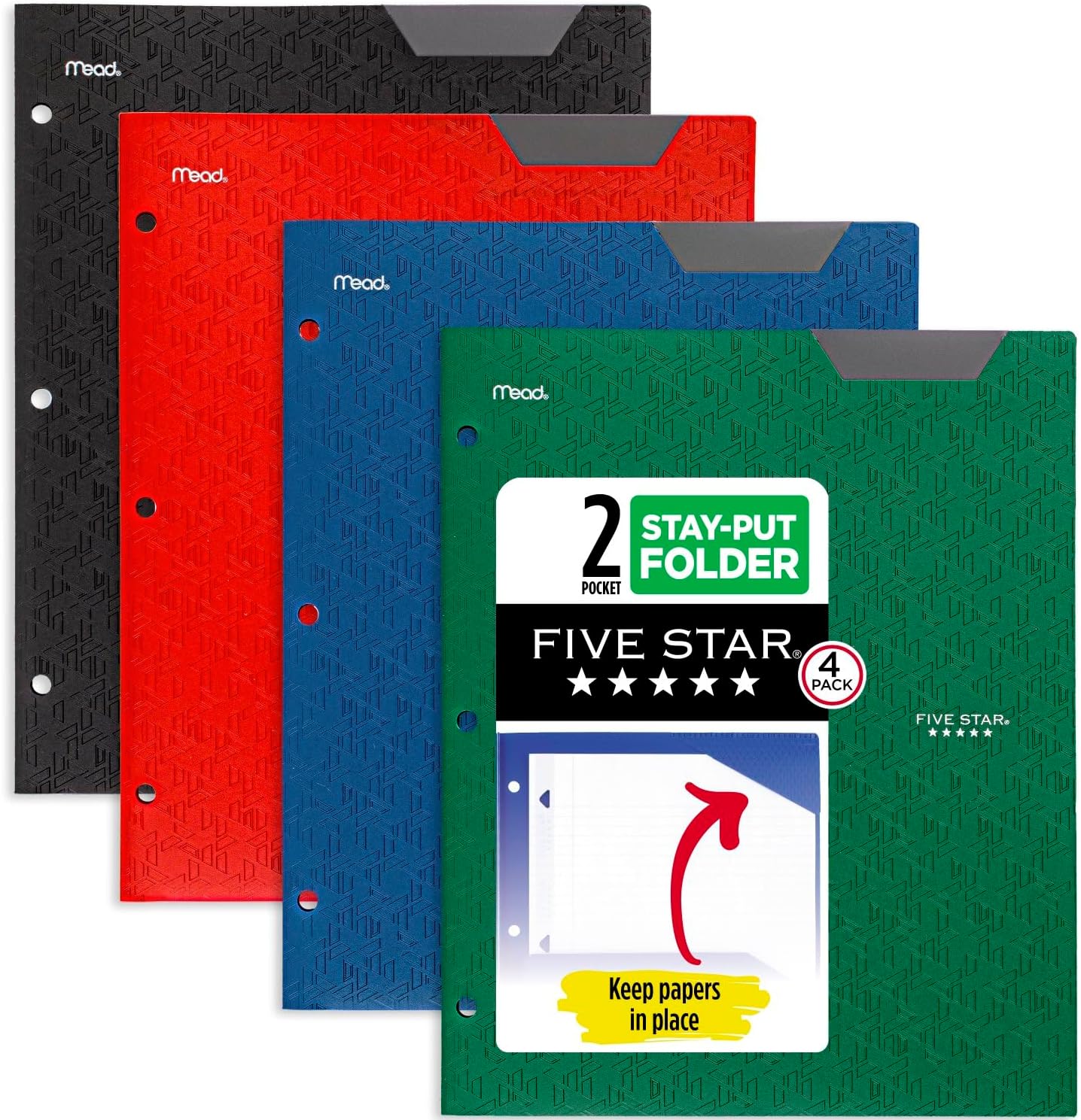 Amazon.com : Five Star 2-Pocket Folder, 4 Pack, Plastic Folder with ...