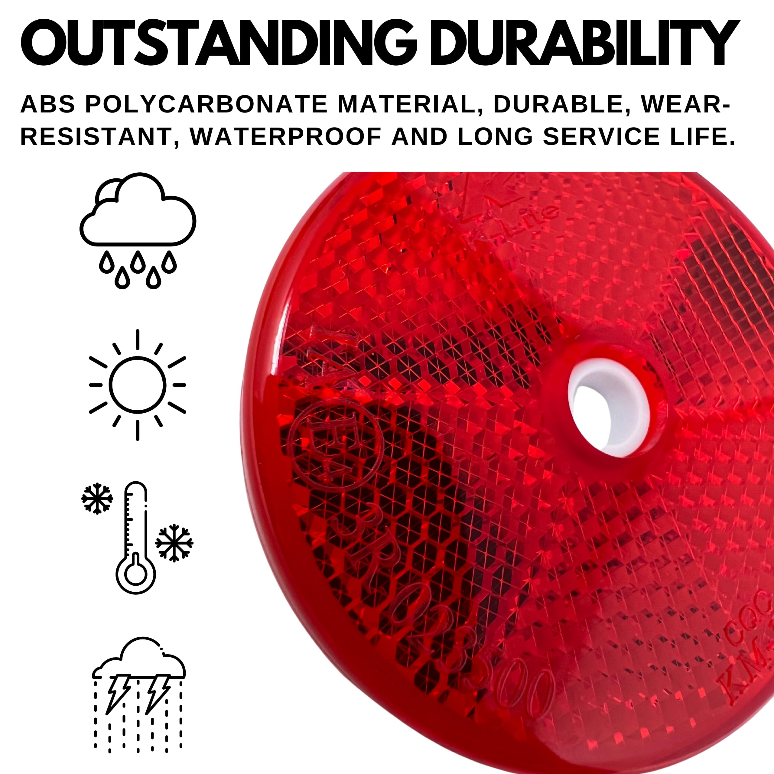 Vehicle Reflectors With Center Mount 2-Inch Round Red/Amber Reflectors ...