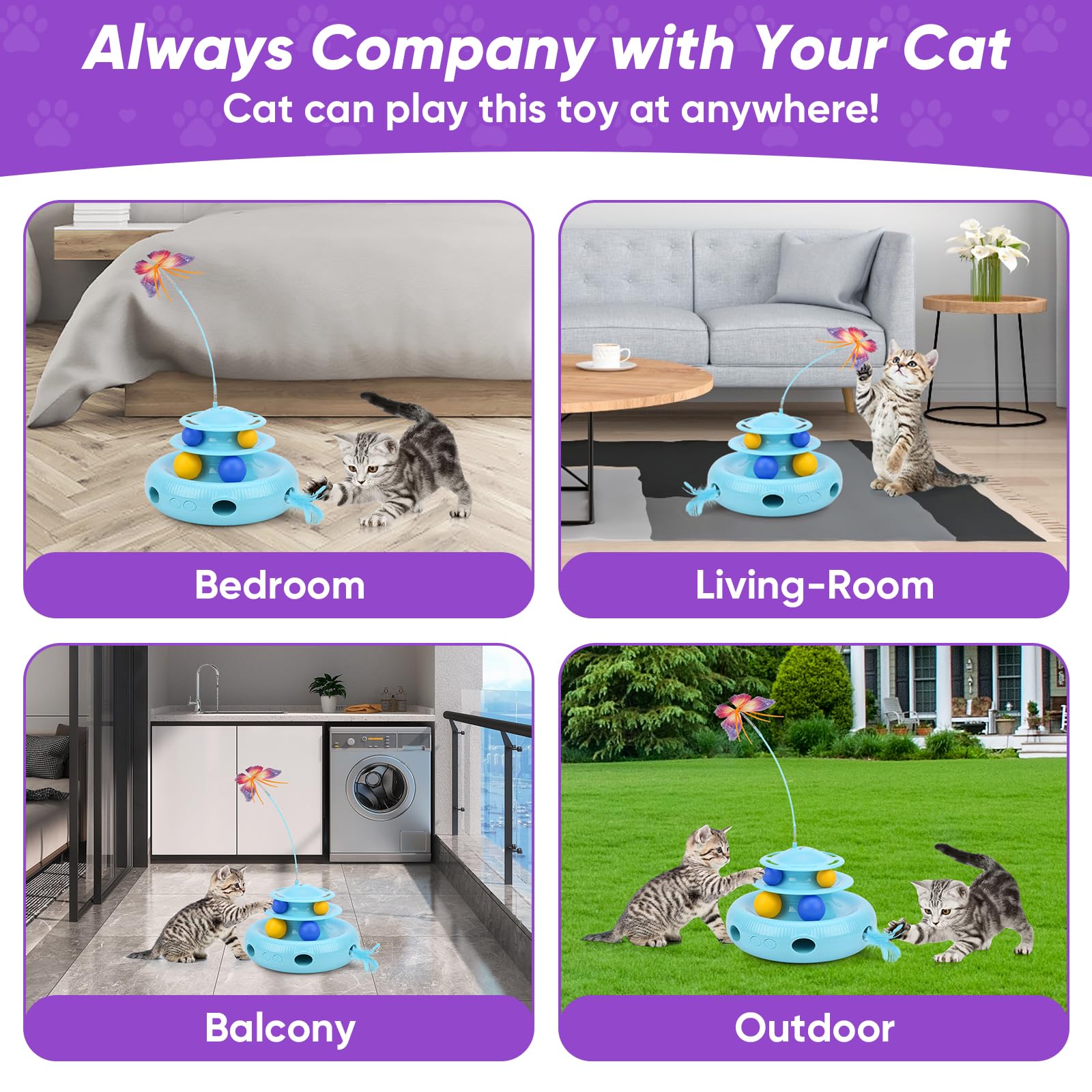 3-in-1 Interactive Cat Toys, Automatic Boredom Relief Kitten Toys ...