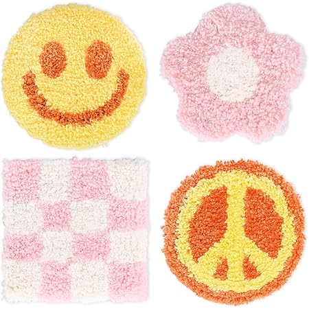 Amazon.com: Whaline 4Pcs Groovy Tufted Coaster Flower Cute Drink ...