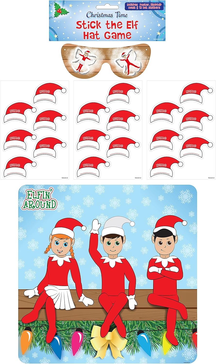 HENBRANDT Elfin Around Christmas Party Game Stick the Hat on the Elf ...