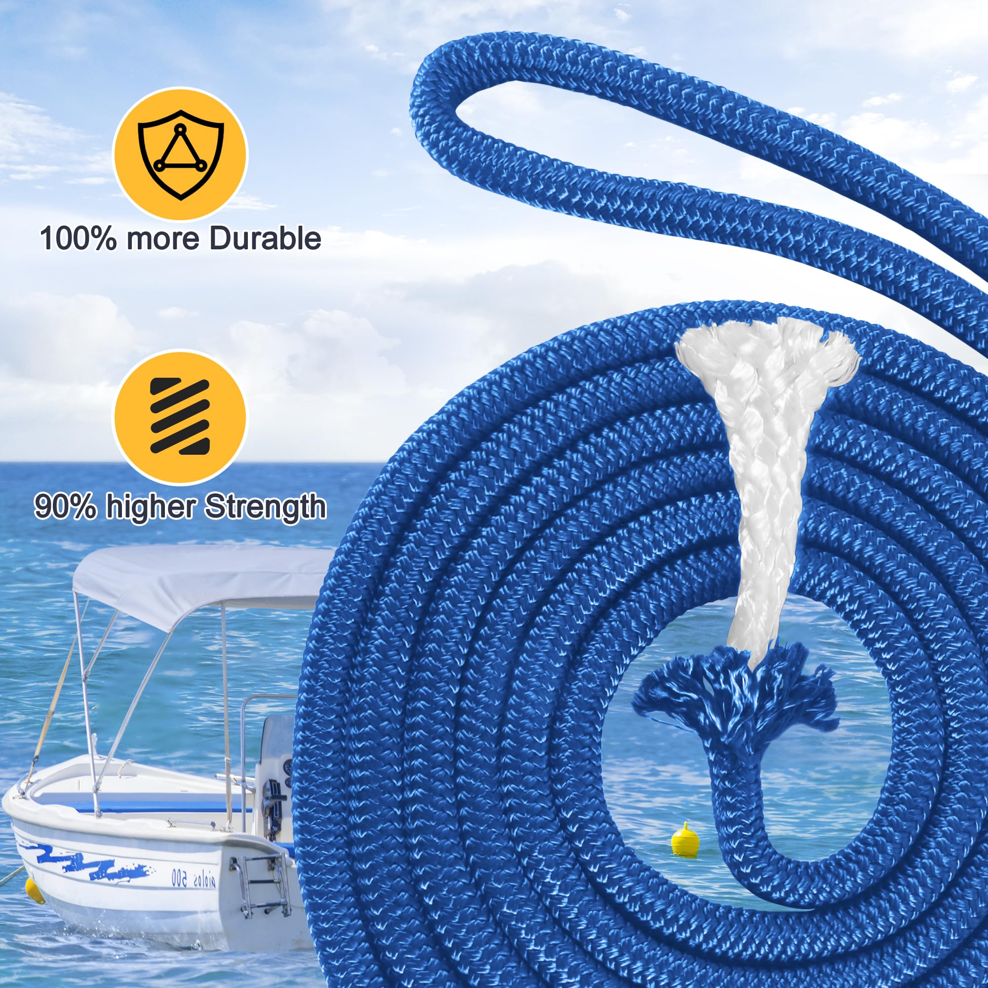 Snapklik.com : AOLEBA Boat Dock Lines 3/8 X 15 Dock Line For Boats ...