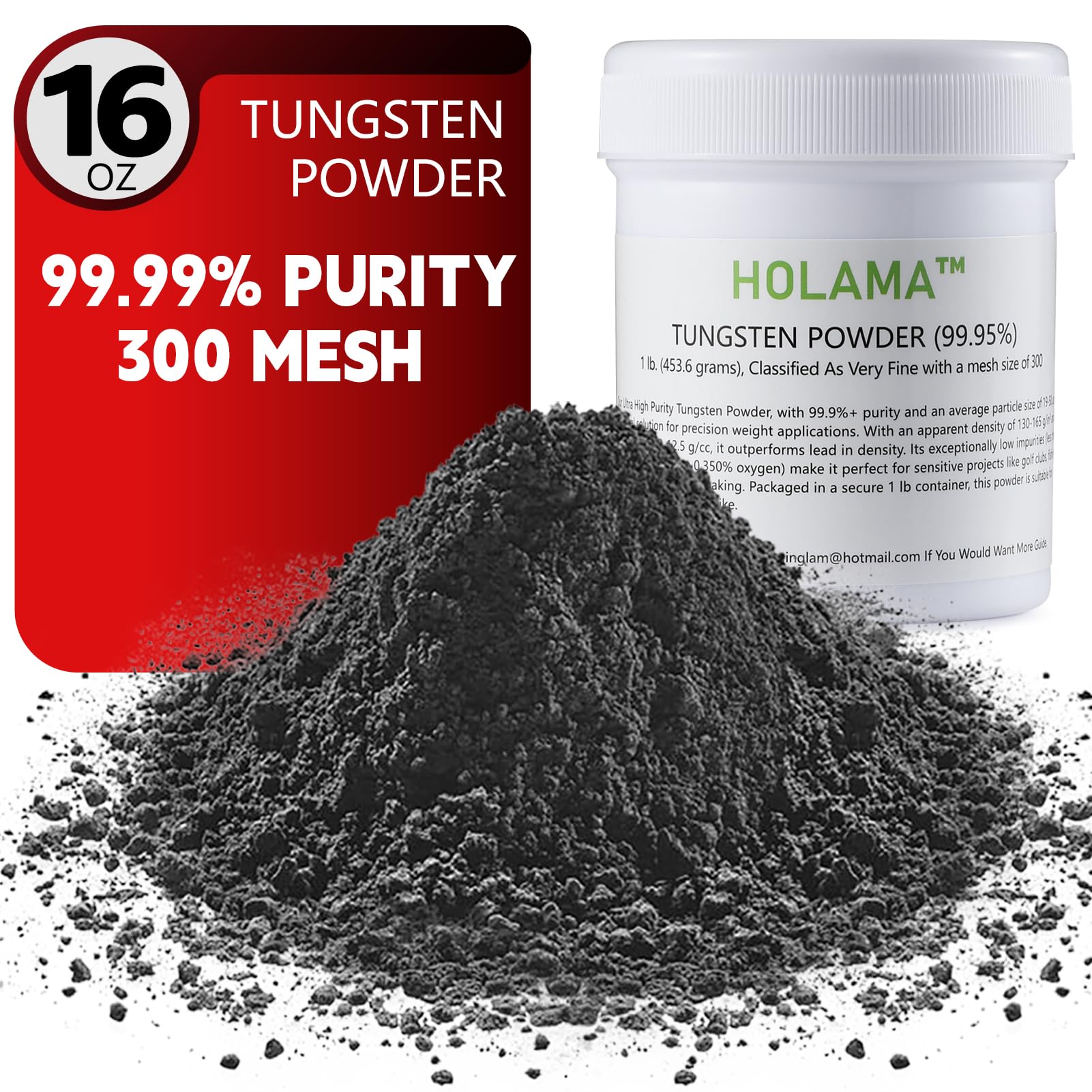 Snapklik.com : 300Mesh Pure High Density Tungsten Powder, 0.5lbs 99.9% ...