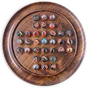 Amazon.com: 22cm Diameter Wooden Solitaire Board Game with Tangy ORNAGE ...