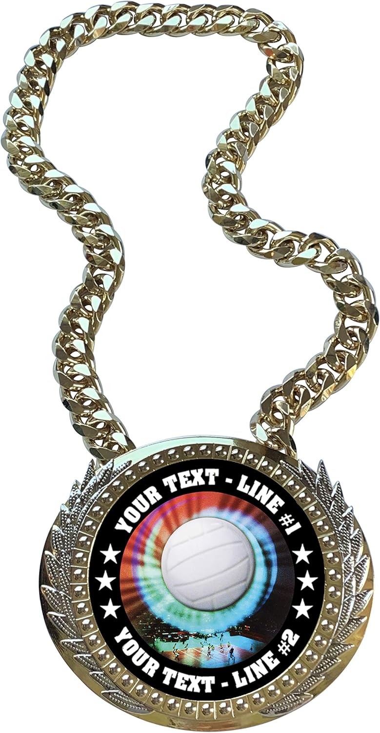 Amazon.com : Express Medals Metal Version Volleyball Champ Chain Trophy ...
