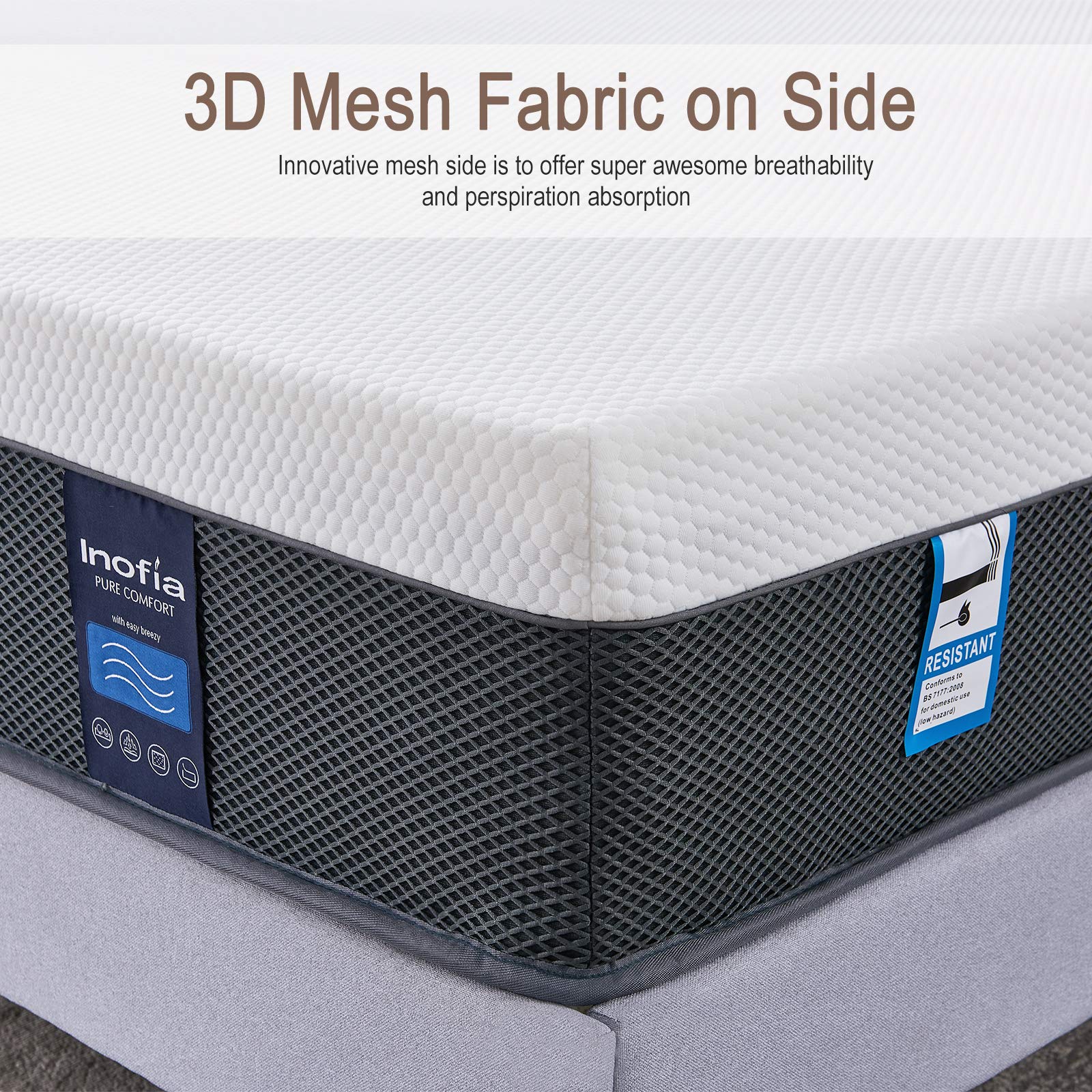 Inofia King Memory Foam Sprung Mattress 11.4 Inch,Mattress with ...