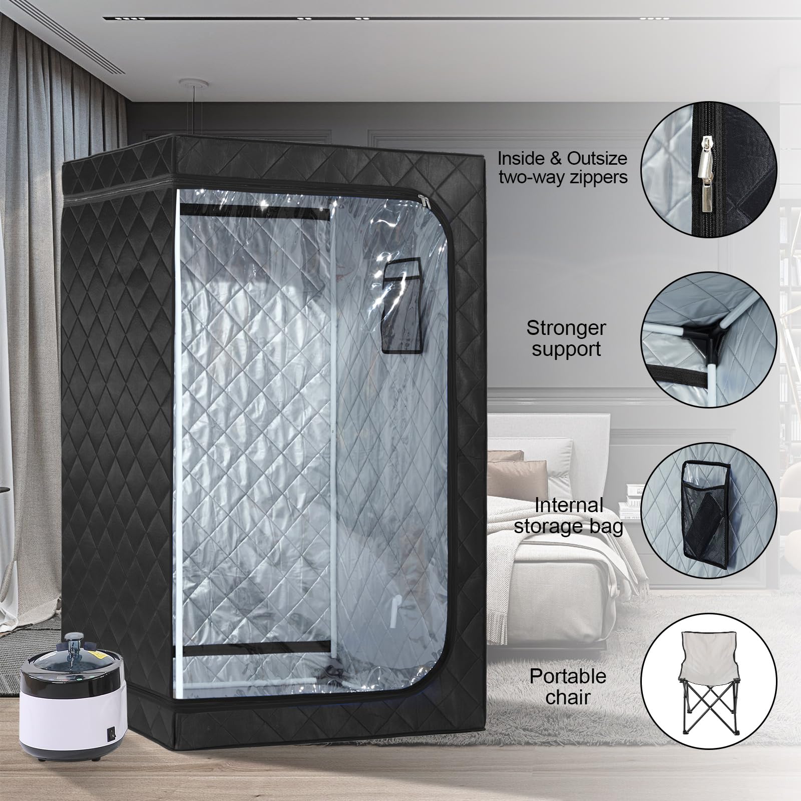Snapklik.com : ZONEMEL Full Size Portable Steam Sauna Kit, Personal ...