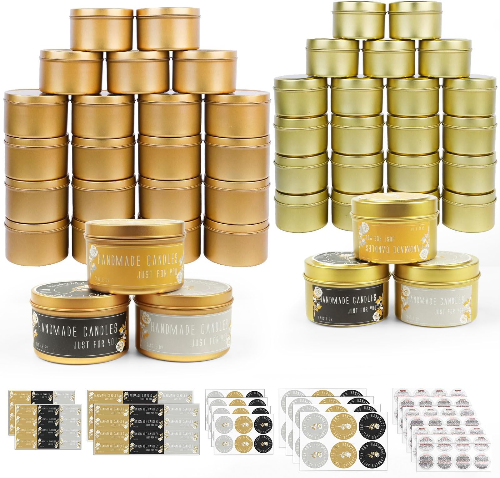 Amazon.com: CONNOO 48 Pack Candle Tins - 24 Pack 8 OZ & 24 Pack 4 OZ ...