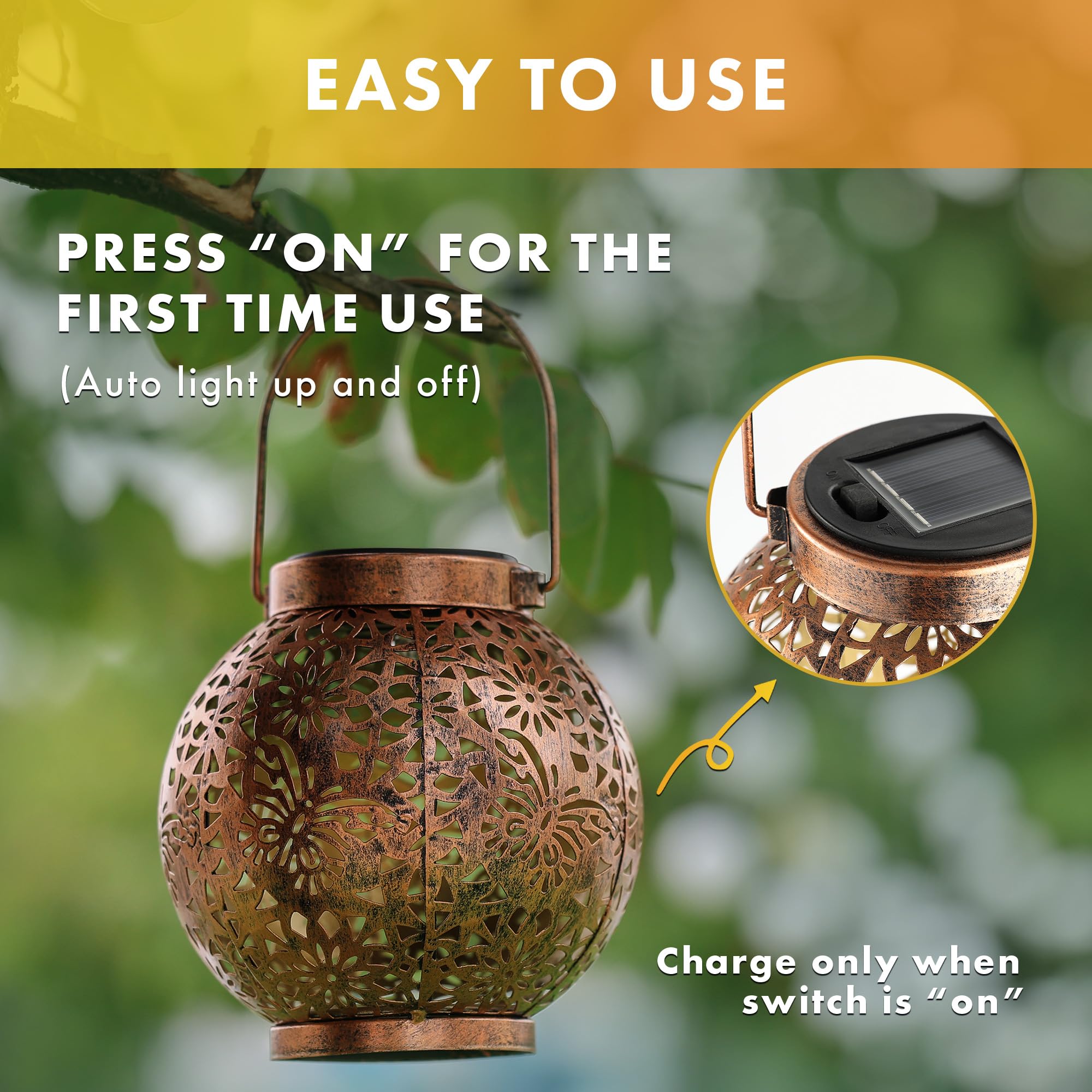 MAGGIFT 2 Pack Solar Lanterns Outdoor Waterproof Hanging Lantern Lights ...