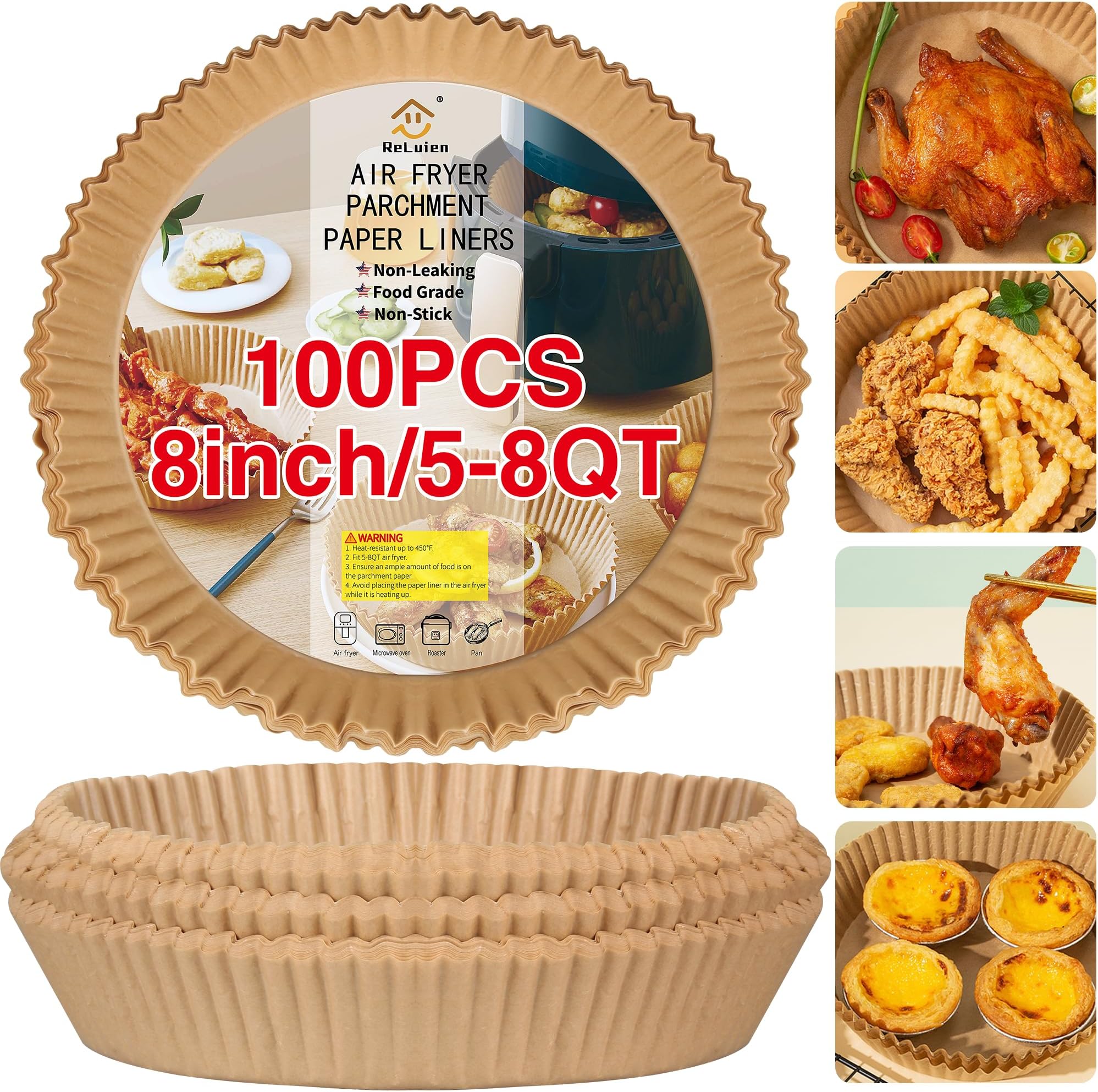 Amazon.com: Air Fryer Paper Liners, 100PCS Non-stick Disposable Liners ...