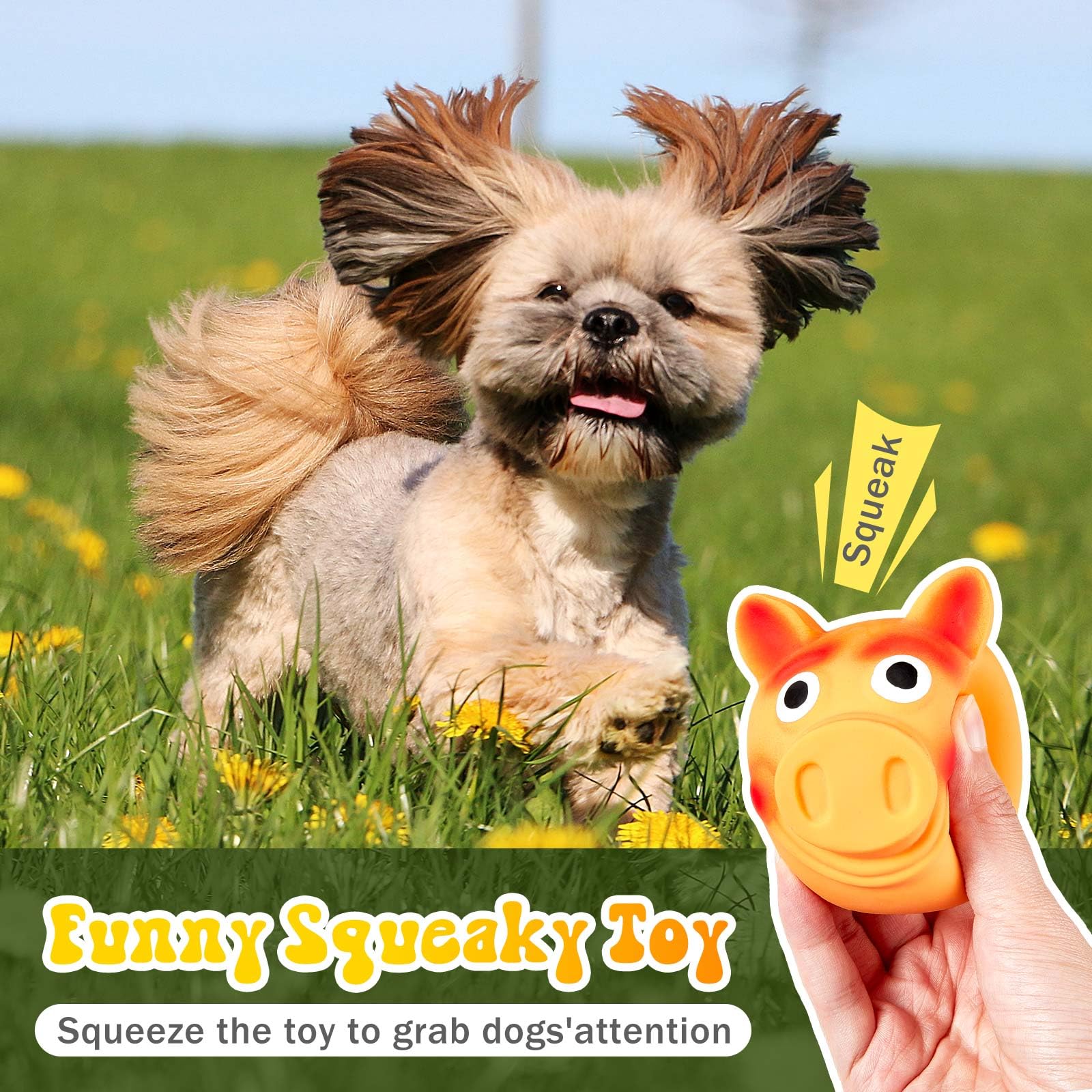 Liliful 9 Pcs Squeak Latex Dog Toys Soft Rubber Dog Chew Toy Grunting ...