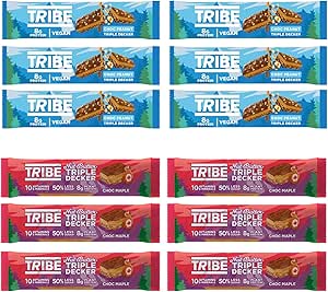 TRIBE Triple Decker Protein Bars - 6x Choc Peanut 6x Choc Maple - Great ...