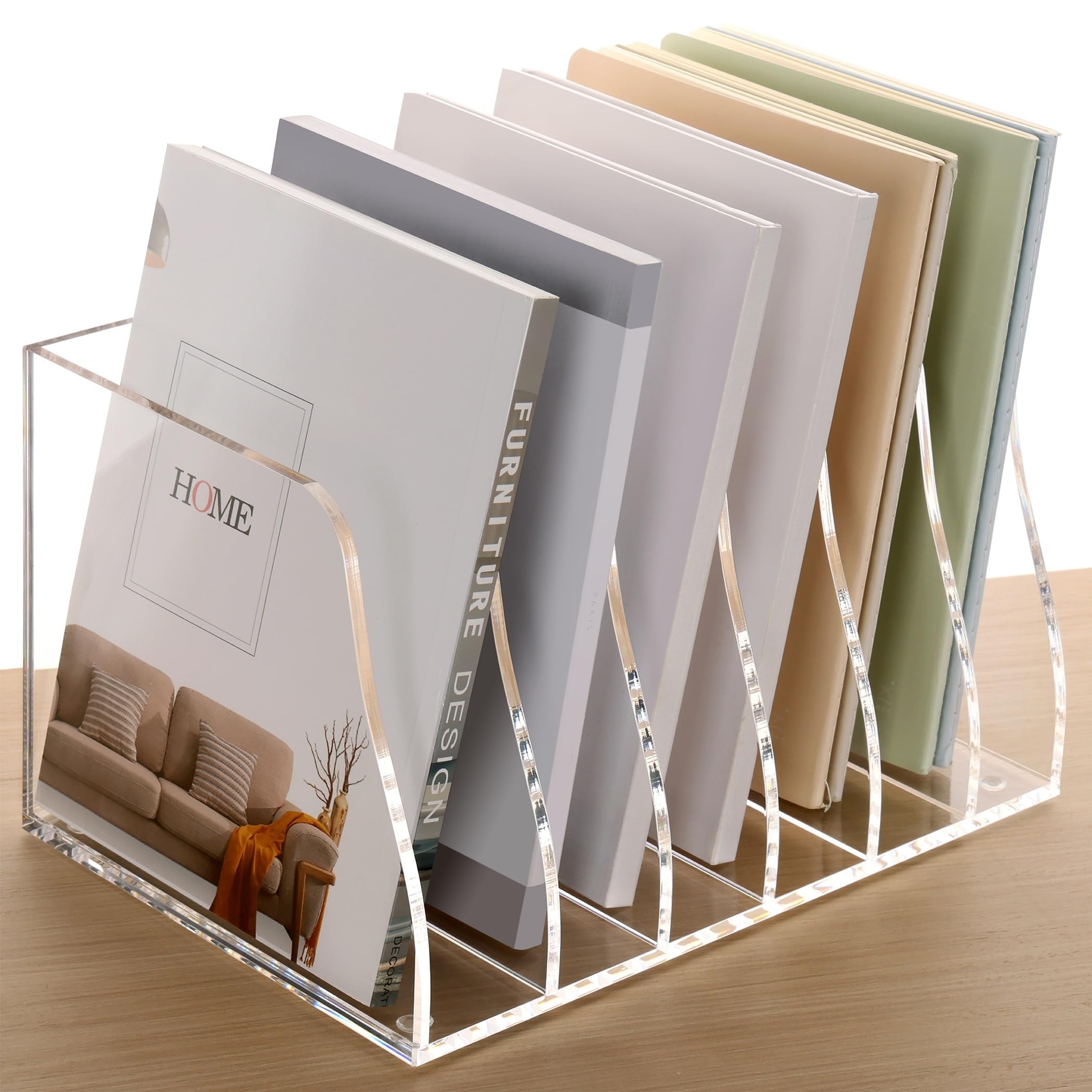 Amazon.com: SANRUI Acrylic Desk File Organizer 6 Section Vertical ...
