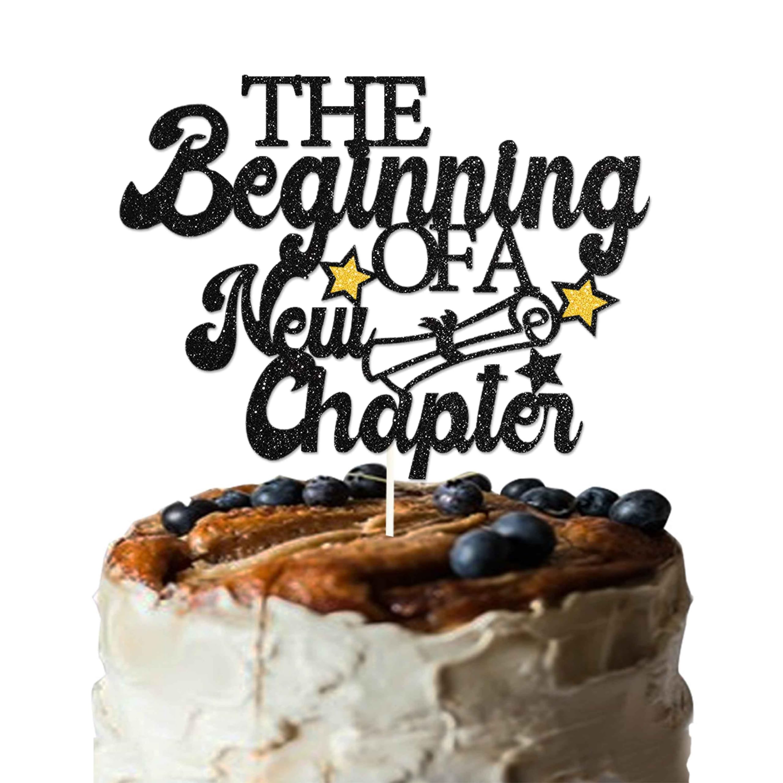 The Beginning Of A New Chapter Cake Topper Black Glitter | Desertcart INDIA