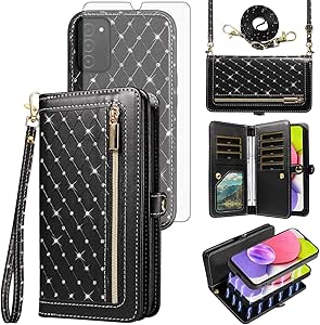 Amazon.com: Phone Case for Samsung Galaxy A03s US Version 5G 2022 Zipper Wallet Detachable Cell ...