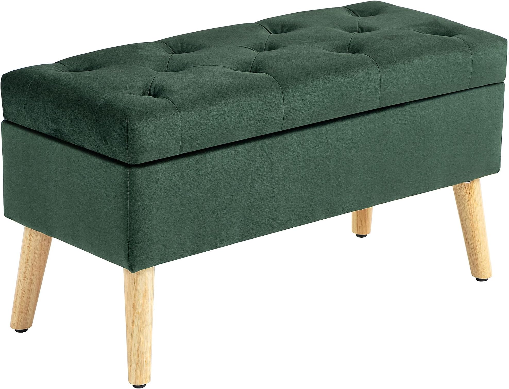 HOMCOM Storage Ottoman with Lid, Velvet Upholstered Storage Bench, Foot ...