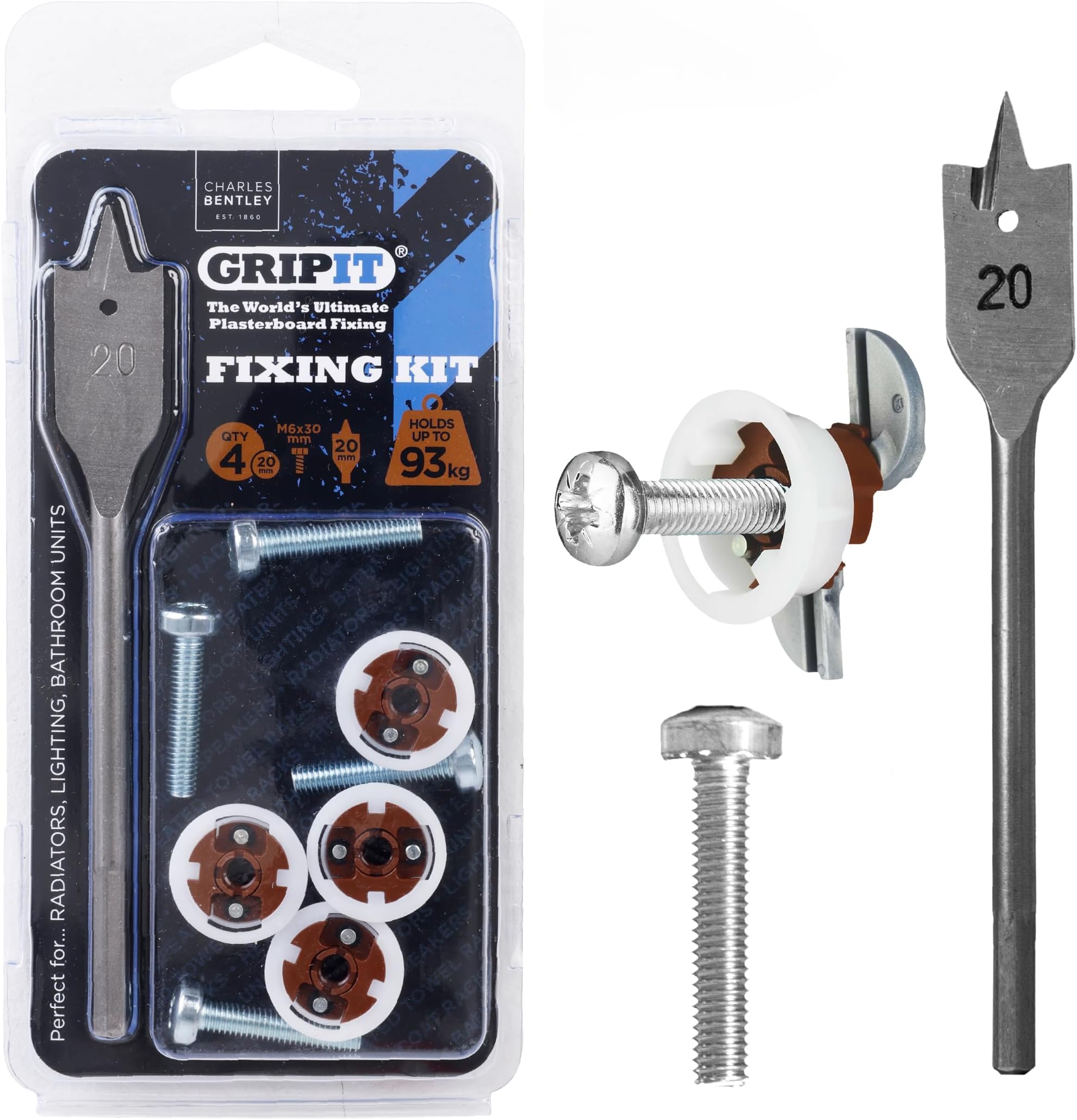 Gripit Brown Plasterboard Fixings - Pack of 4 - Heavy Duty Plasterboard ...